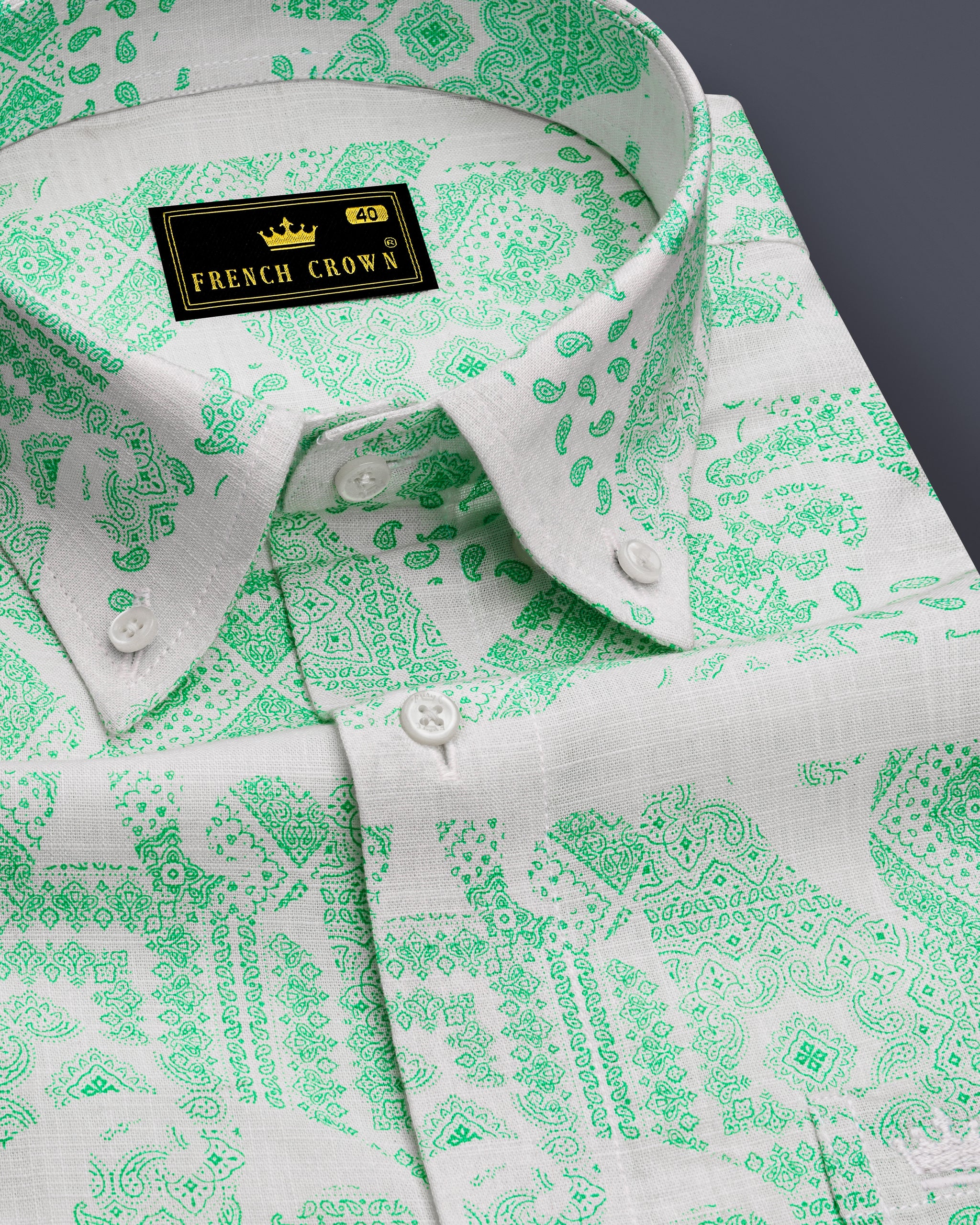 Riptide Casual Prints Premium Linen Button-Down Shirt For Men.