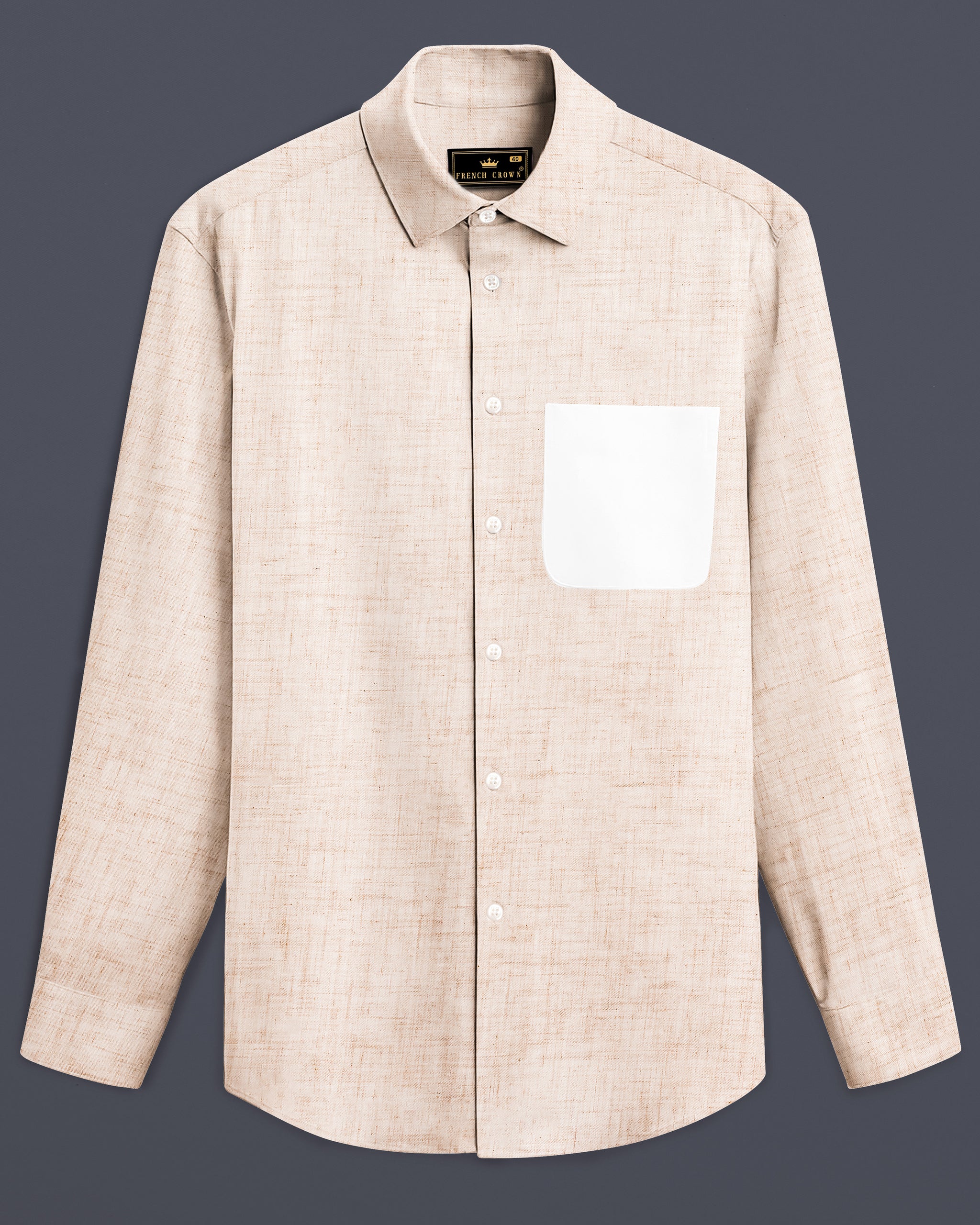 Ceramic Cream With Bight White Casual Plain-Solid Premium Cotton Shirt ...