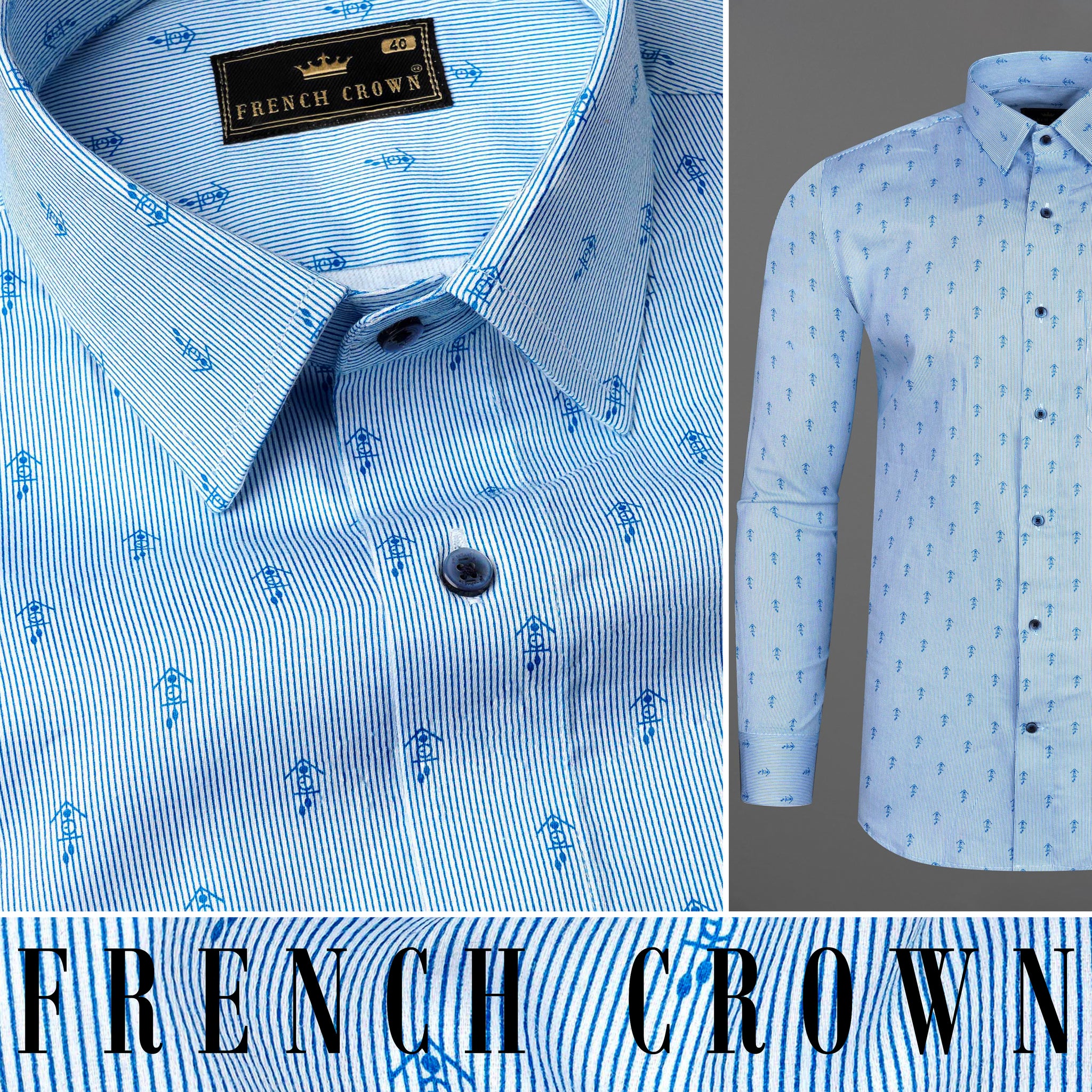 Curious Blue Casual Prints Premium Cotton Shirt For Men - Snitch Shirts