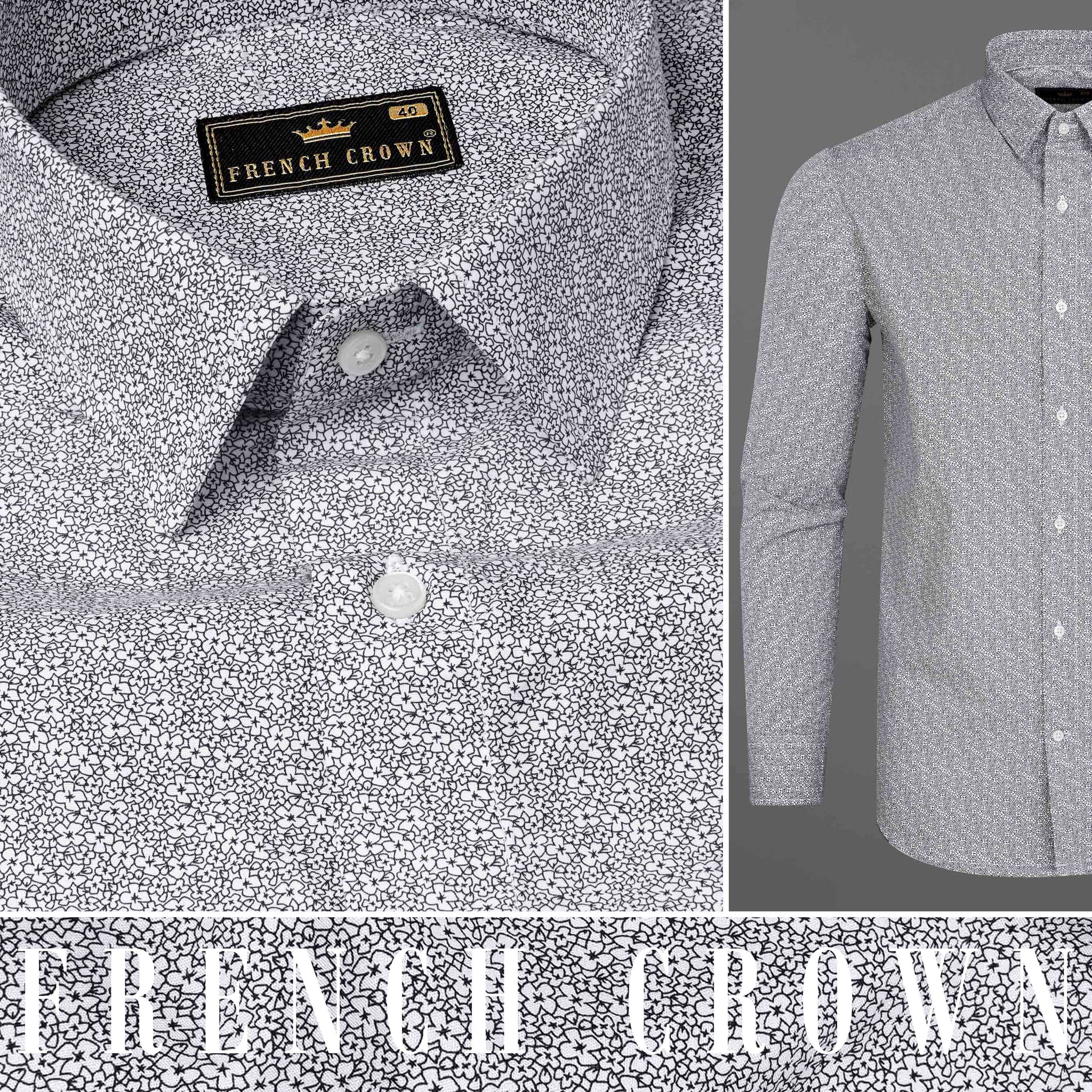 Bright White and Black Ditzy Formal/Casual Prints Premium Cotton Shirt ...