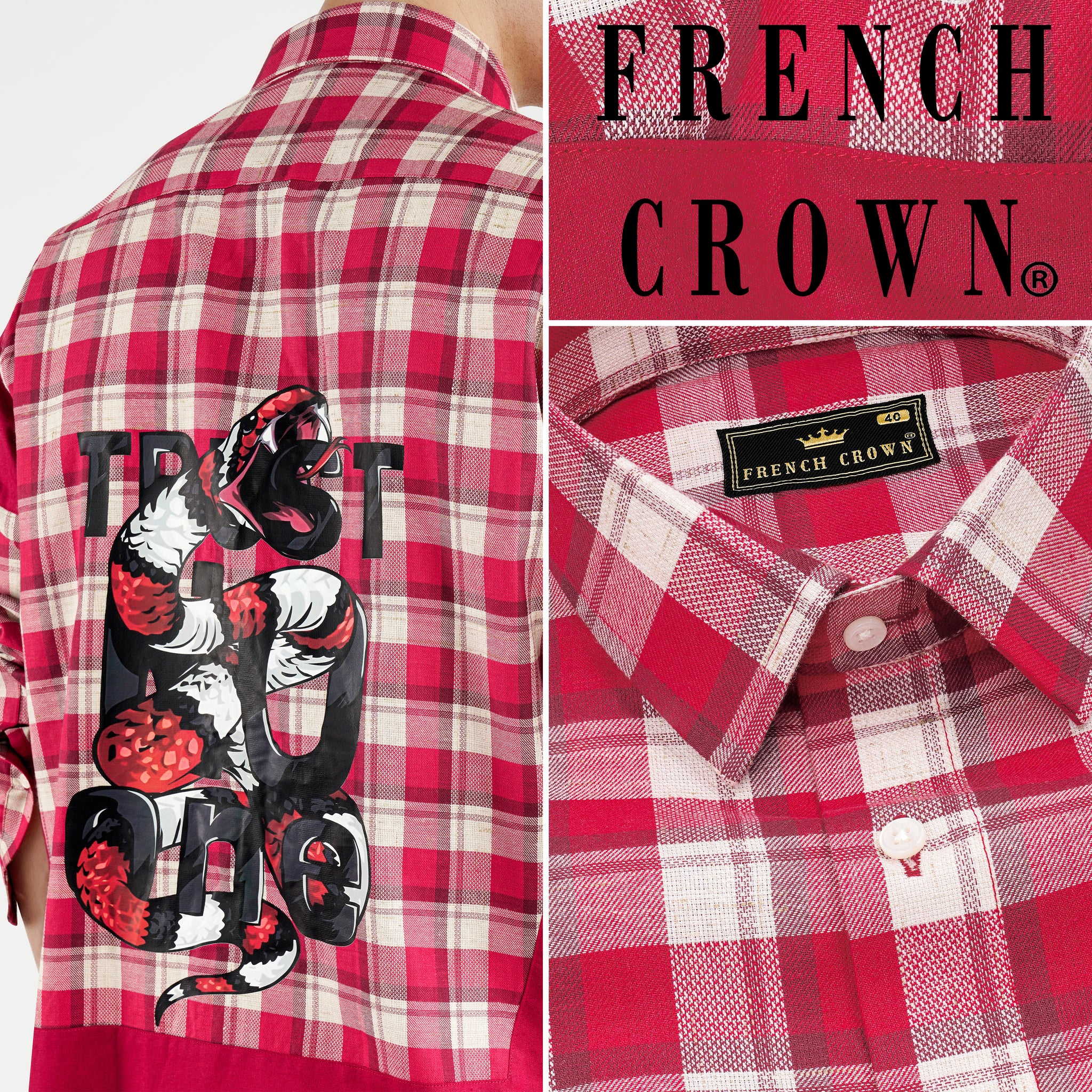 Cardinal Red and White Checkered with Funky Printed Casual Checks-Plaid ...