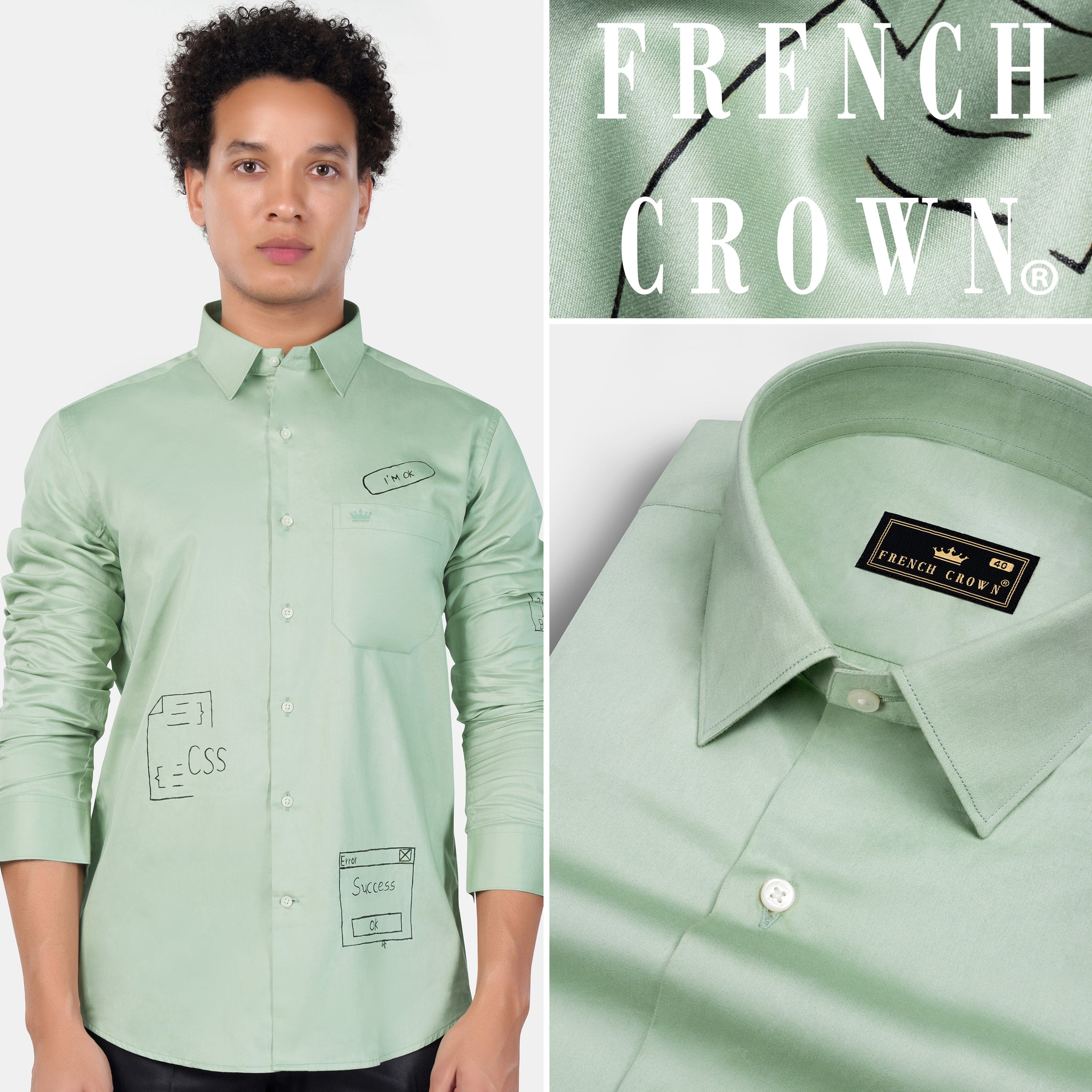 Clay Ash Green Workaholic Theme Hand Painted Casual Plain-Solid Premium ...