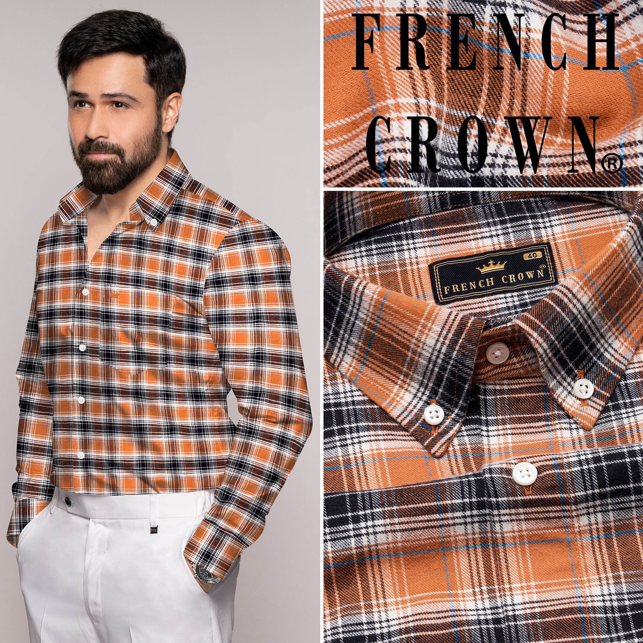 Terra Cotta Brown and Mirage Black Formal/CasualChecks-Plaid Premium ...
