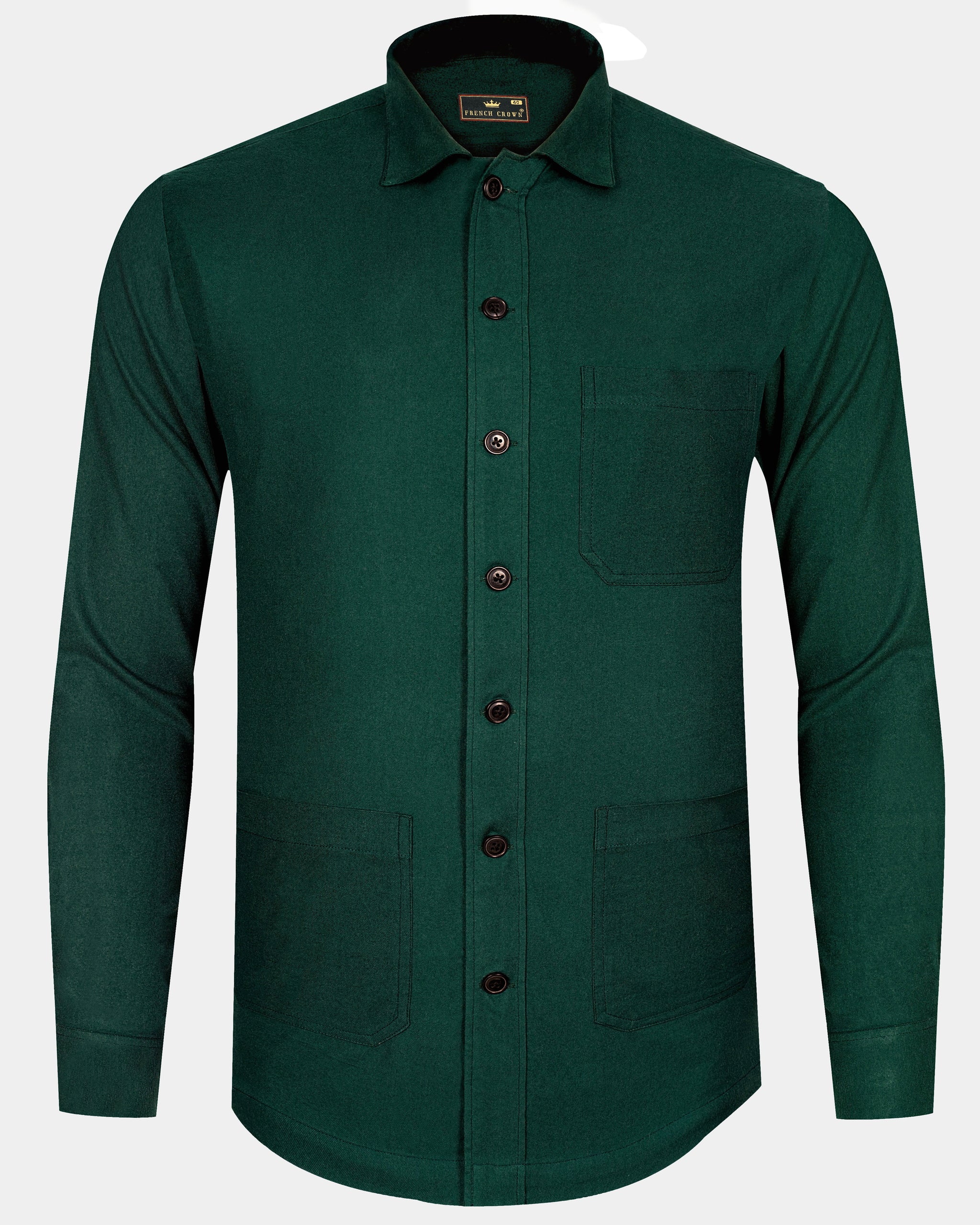 Zucchini Dark Green Casual Textured Premium Cotton Shackets / Overshirt ...