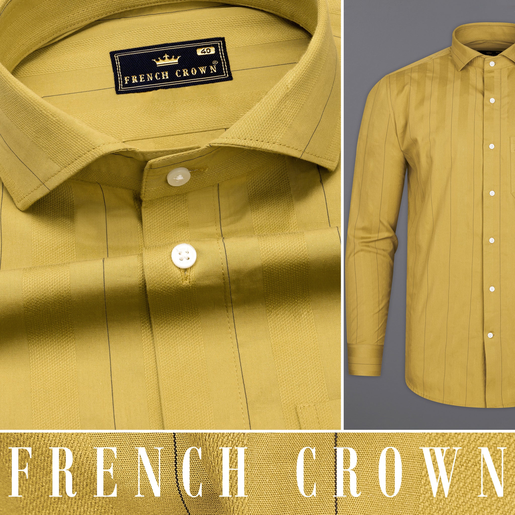 Husk Yellow Casual/Formal Stripes Premium Cotton Shirt For Men - Rare ...