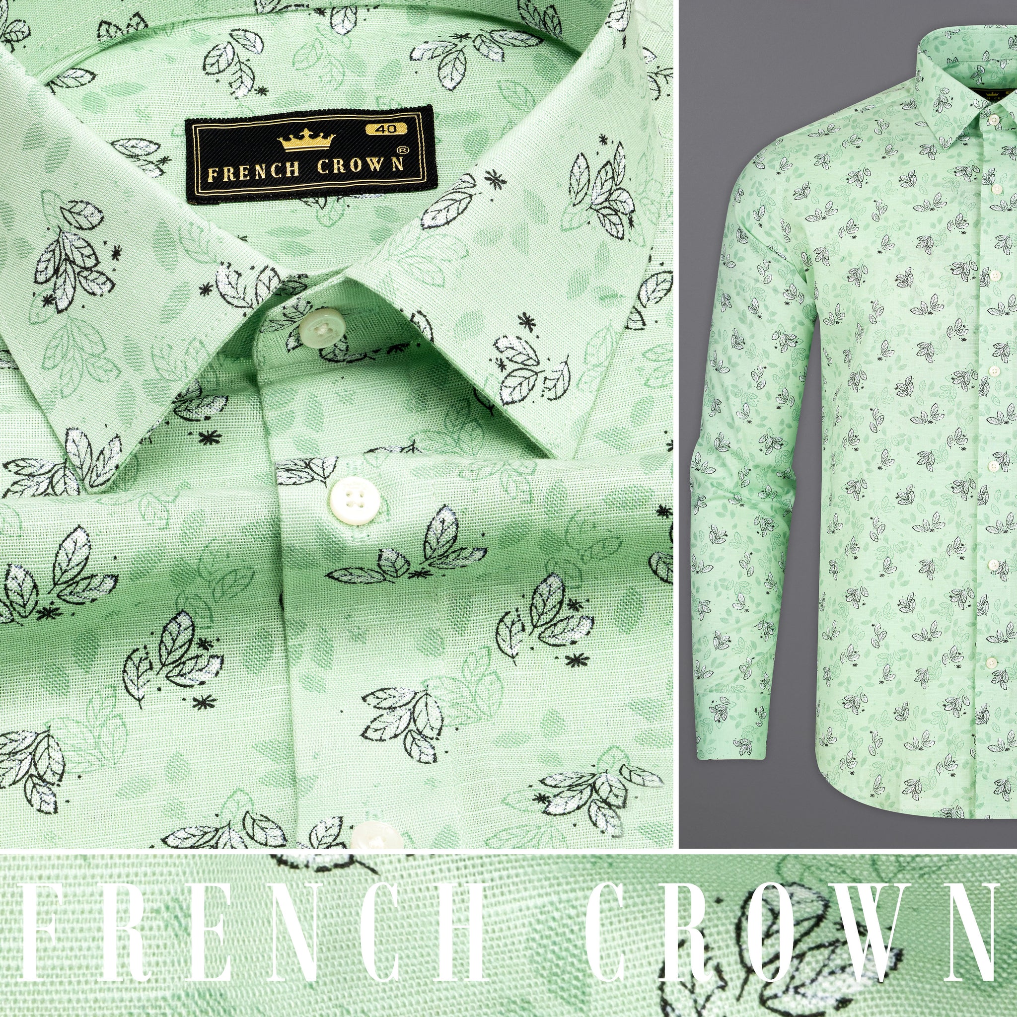 Beryl Green Casual/Formal Prints Premium Linen Shirt For Men