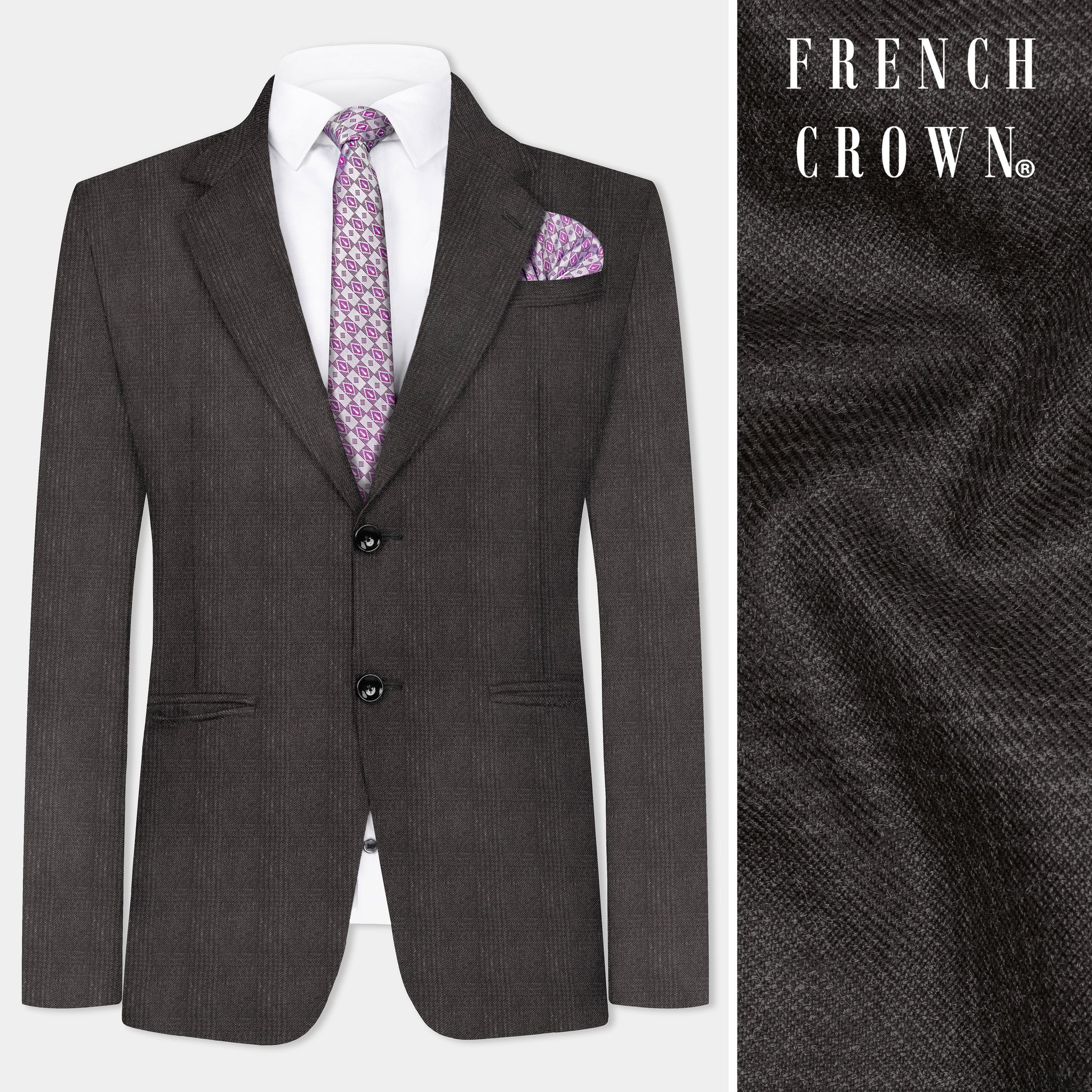 Piano Brown Plaid Premium Tweed Single Breasted Blazer For Men.