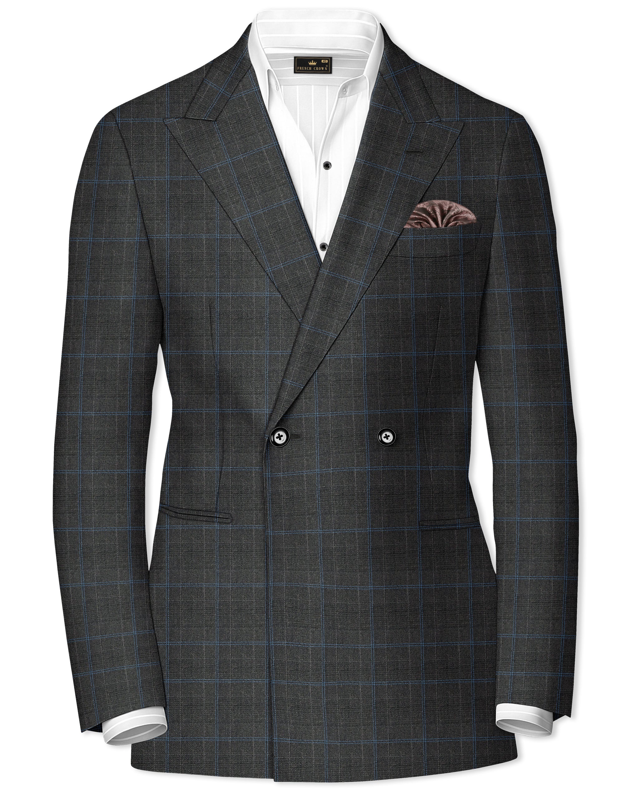 Cape Cod Gray Checks-Plaid Double Breasted Premium Wool Blend Blazers ...