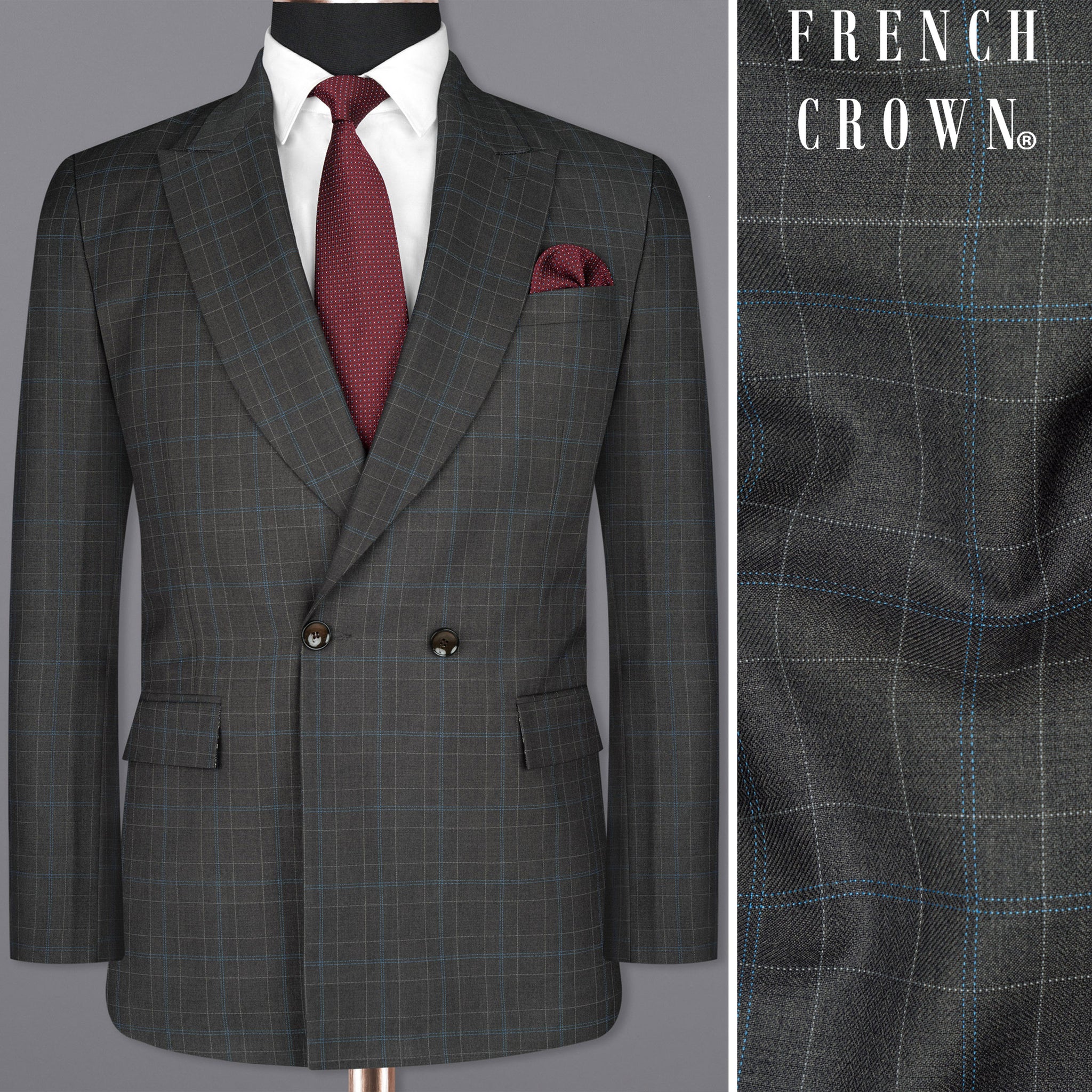 Cape Cod Gray Checks-Plaid Double Breasted Premium Wool Blend Blazers ...