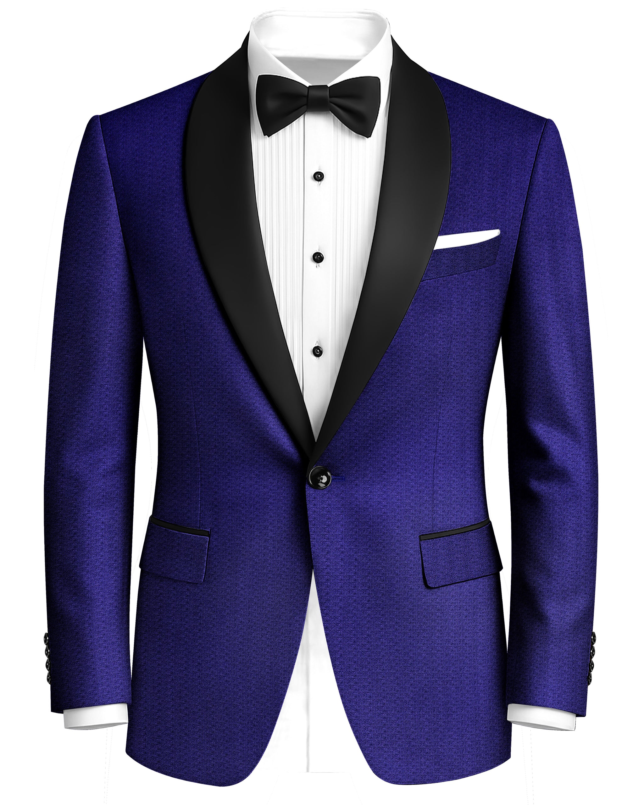 Jacarta Blue Textured Tuxedo Premium Wool Blend Blazers for Men