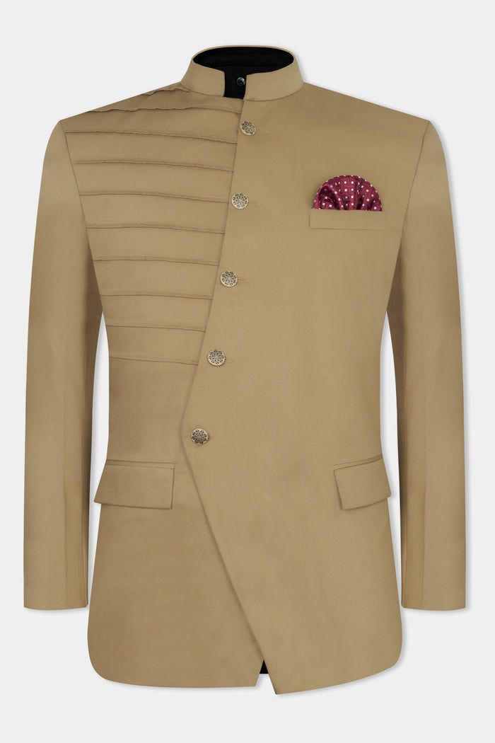 Sandrift Brown Wool Rich Bandhgala Designer Blazer