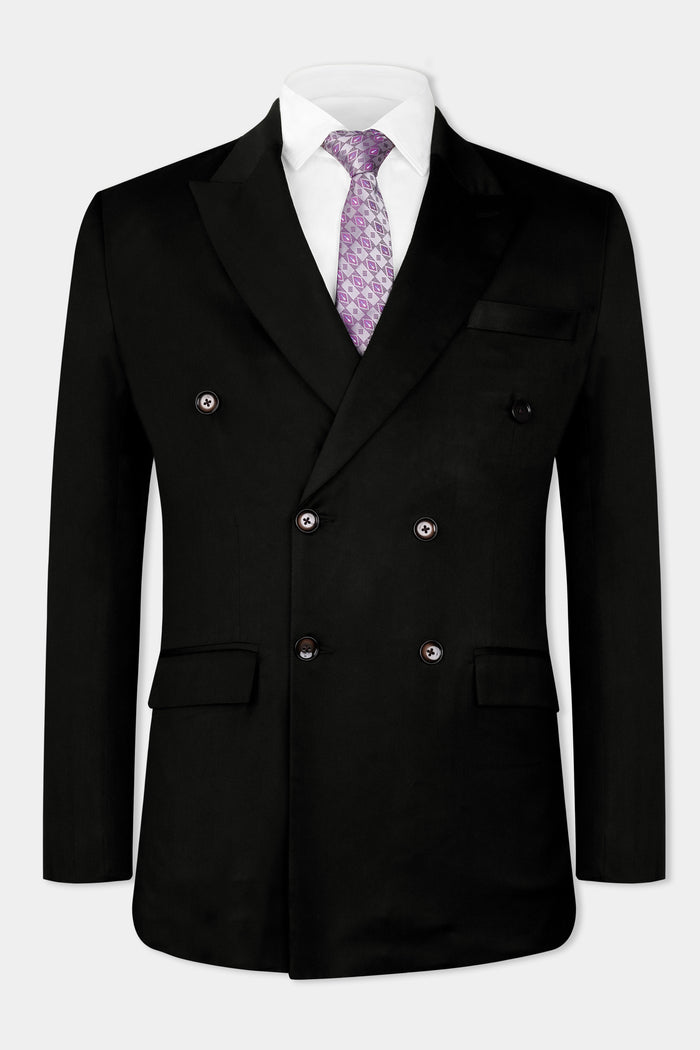 Jade Black Wool Rich Double Breasted Blazer
