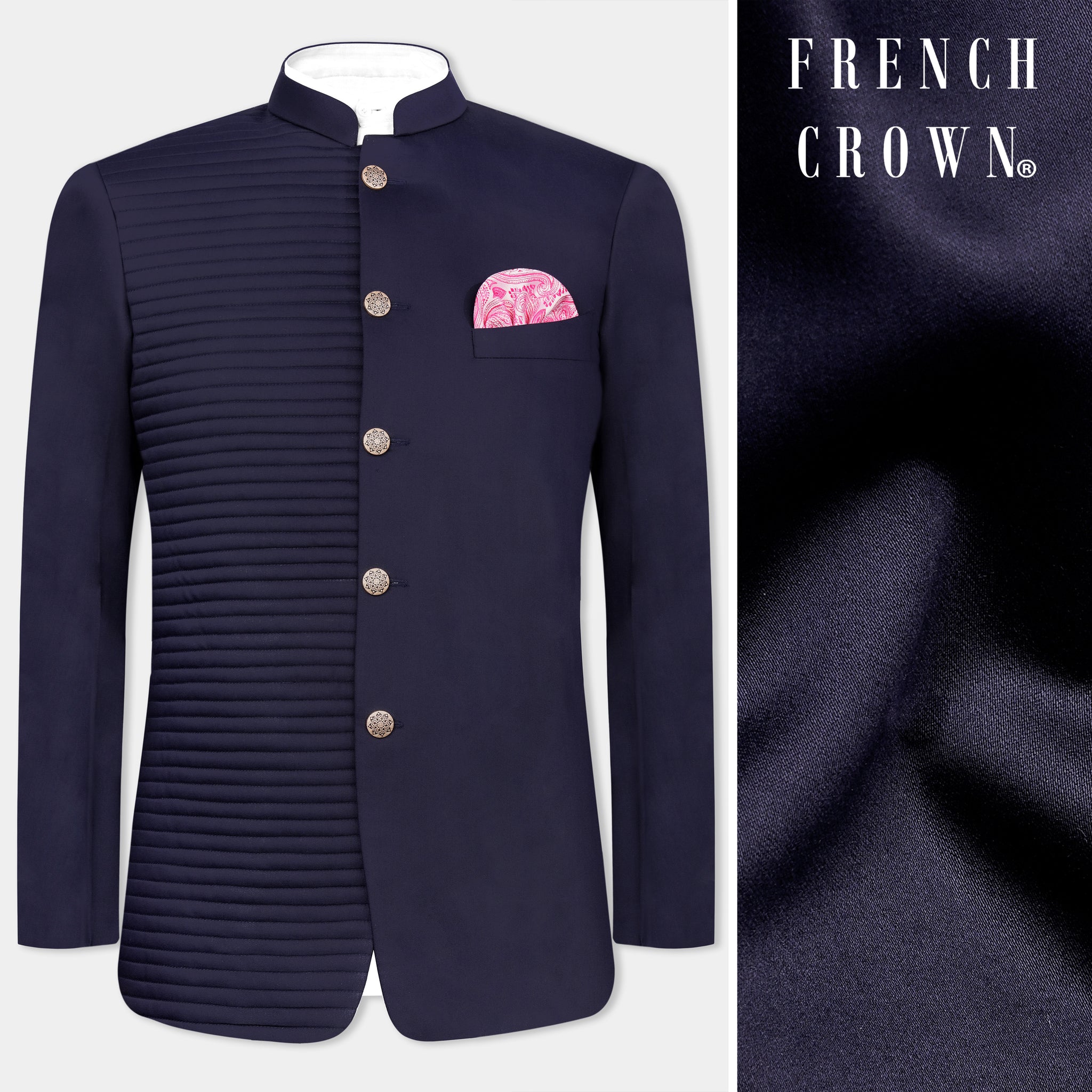 Space Cadet Blue Plain-Solid Premium Wool Blend Bandhgala/Jodhpuri ...