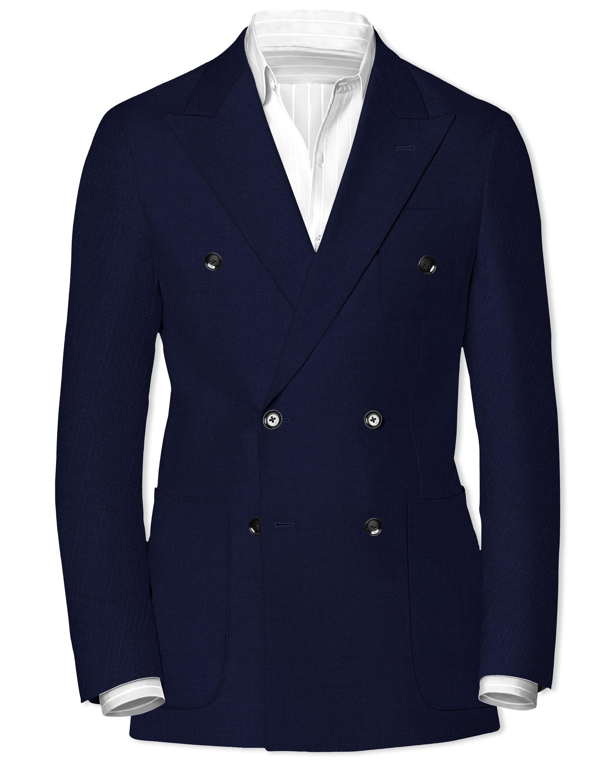 Cloud Burst Blue Plain-Solid Premium wool blend Double Breasted Blazer ...