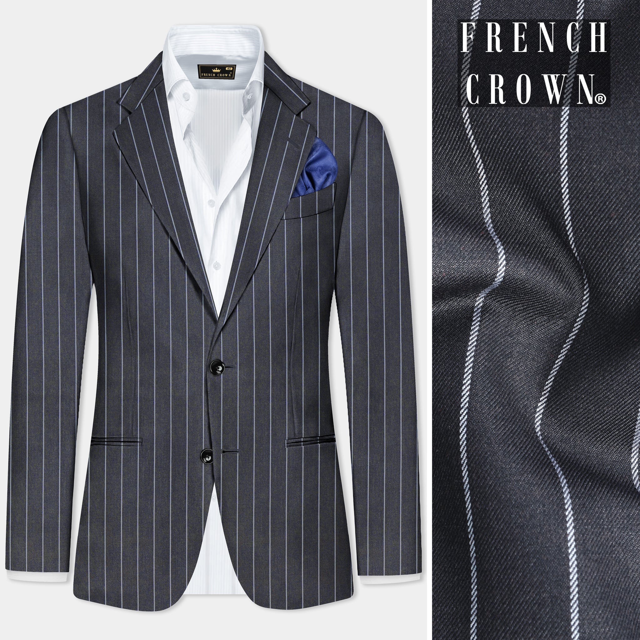 Piano Gray Stripes Premium Wool Blend Single Breasted Blazer For Men.