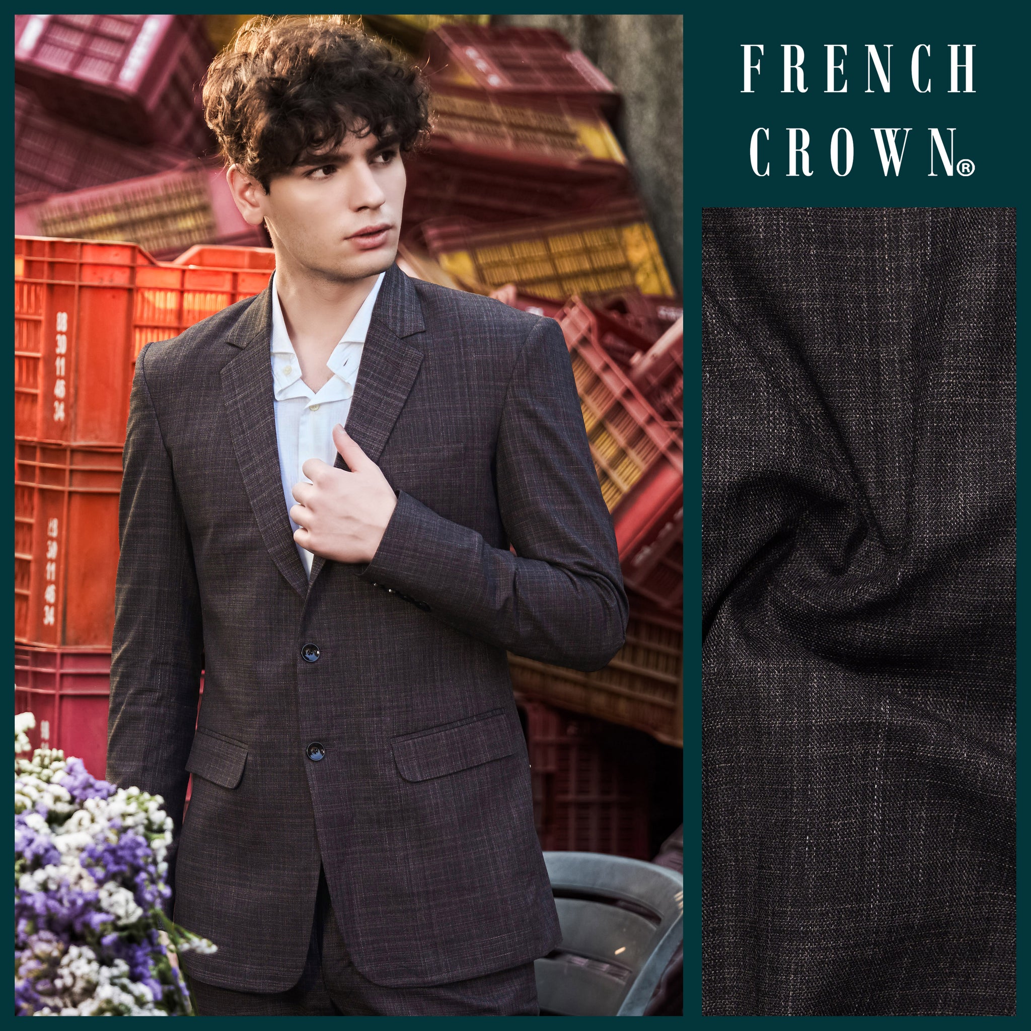 CaféNoir-Piano Brown Textured Premium Wool Blend Single Breasted Blazer ...
