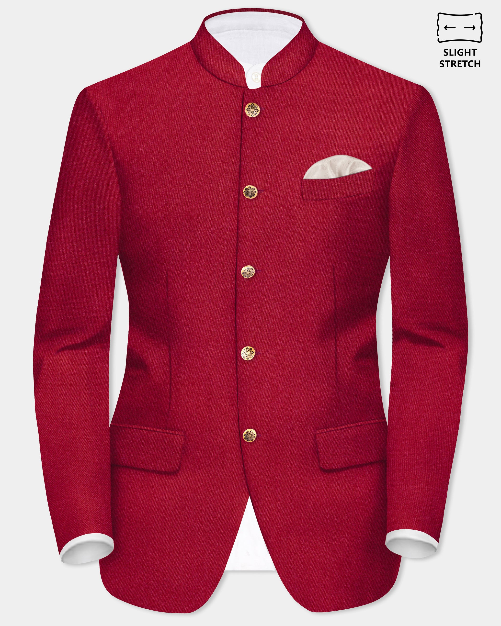 Vermilion-Chili Red Solid Premium Wool Blend Bandhgala/Jodhpuri Blazer ...