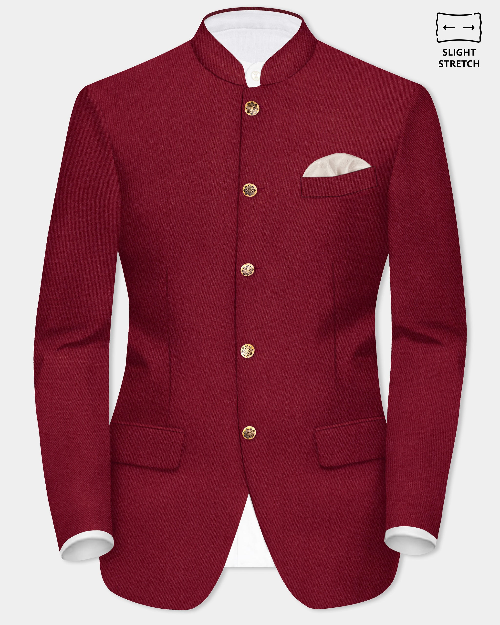 CrimsonAce-Cherry Red Solid Premium Wool Blend Bandhgala/Jodhpuri ...