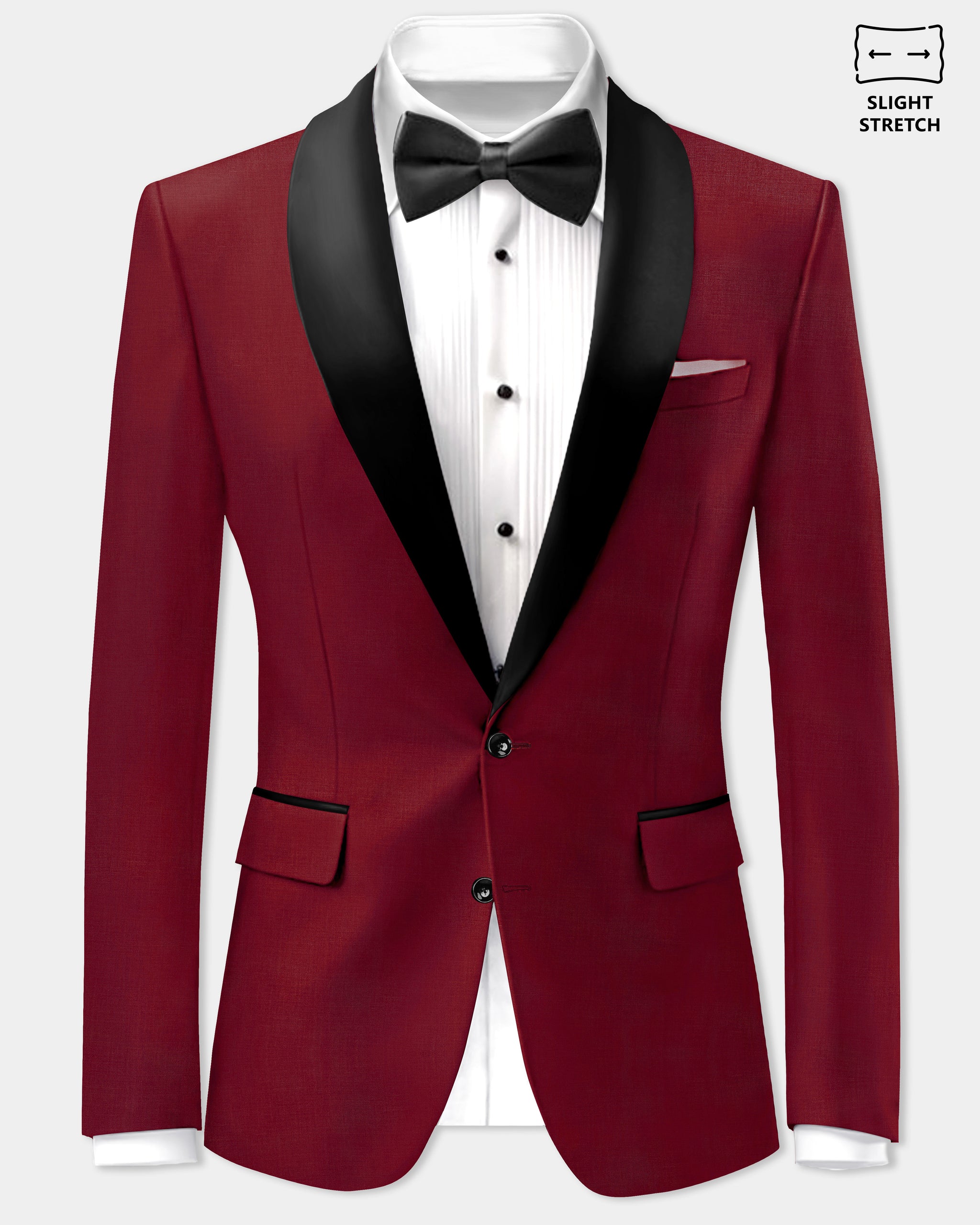 CrimsonAce-Cherry Red Solid Premium Wool Blend Tuxedo-Blazer for Men.