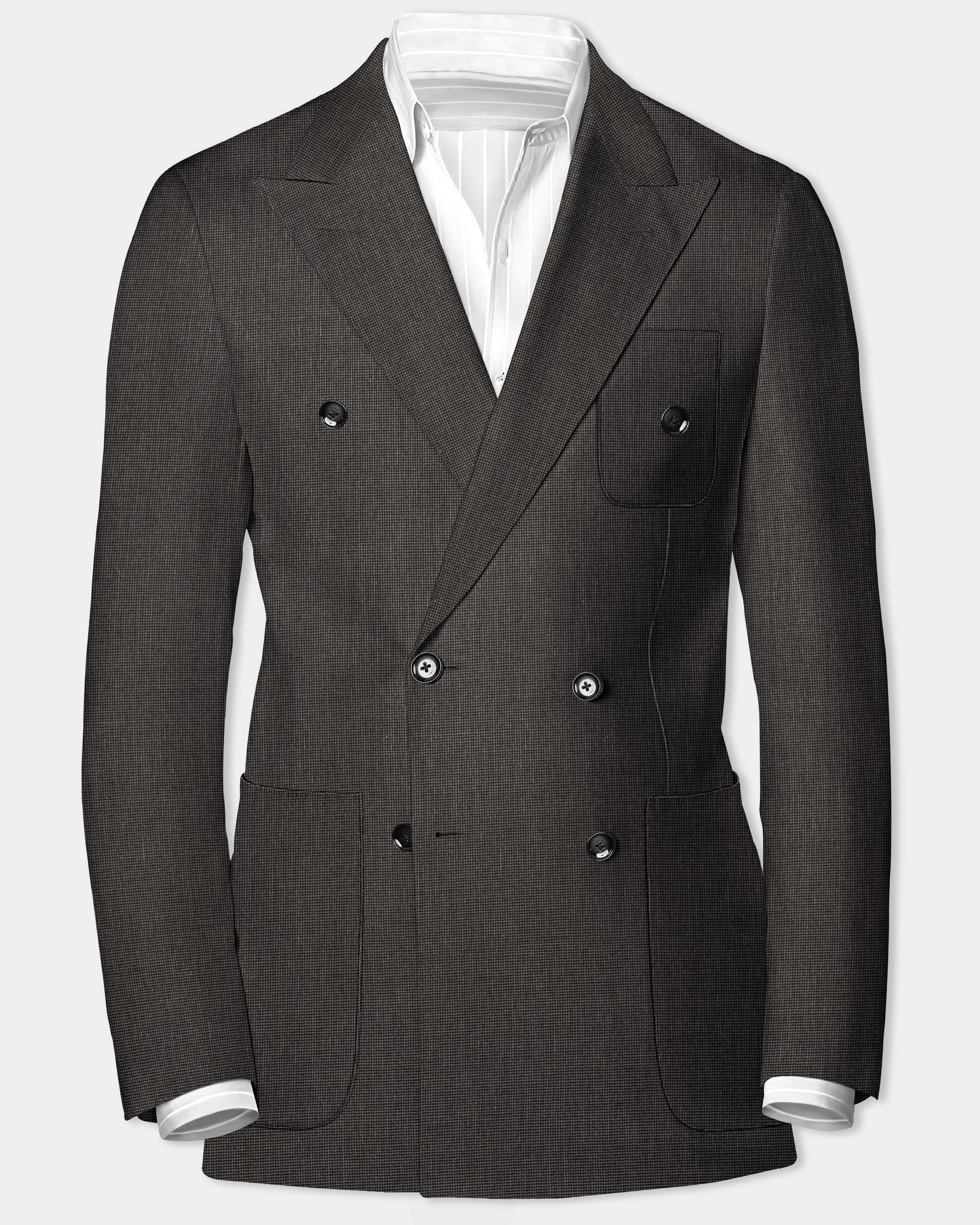 Granite Grid-Piano Gray houndstooth Textured Premium Wool Rich Double ...