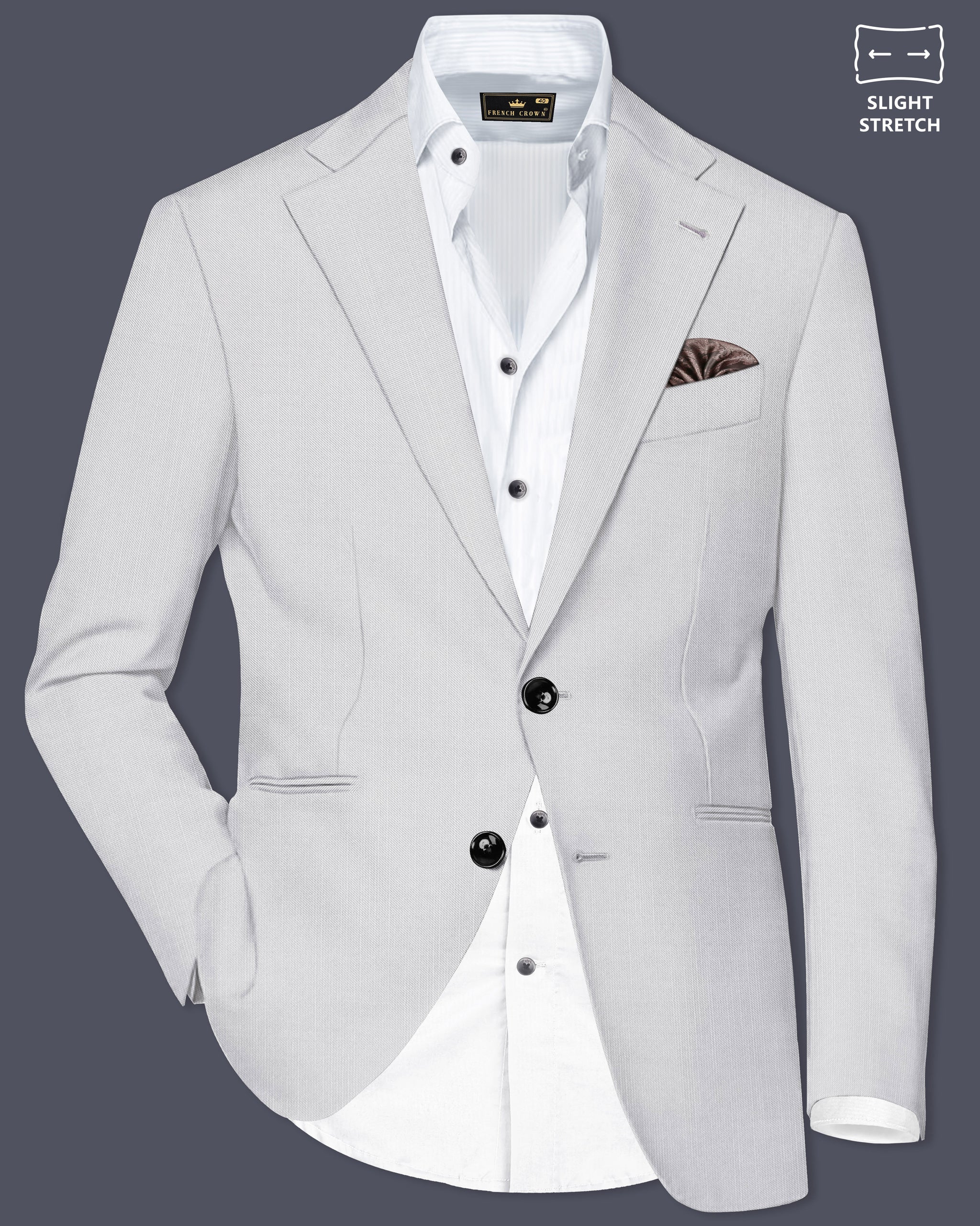 Granite-Alto Gray Solid Premium Wool Rich Single Breasted Blazer For Men.
