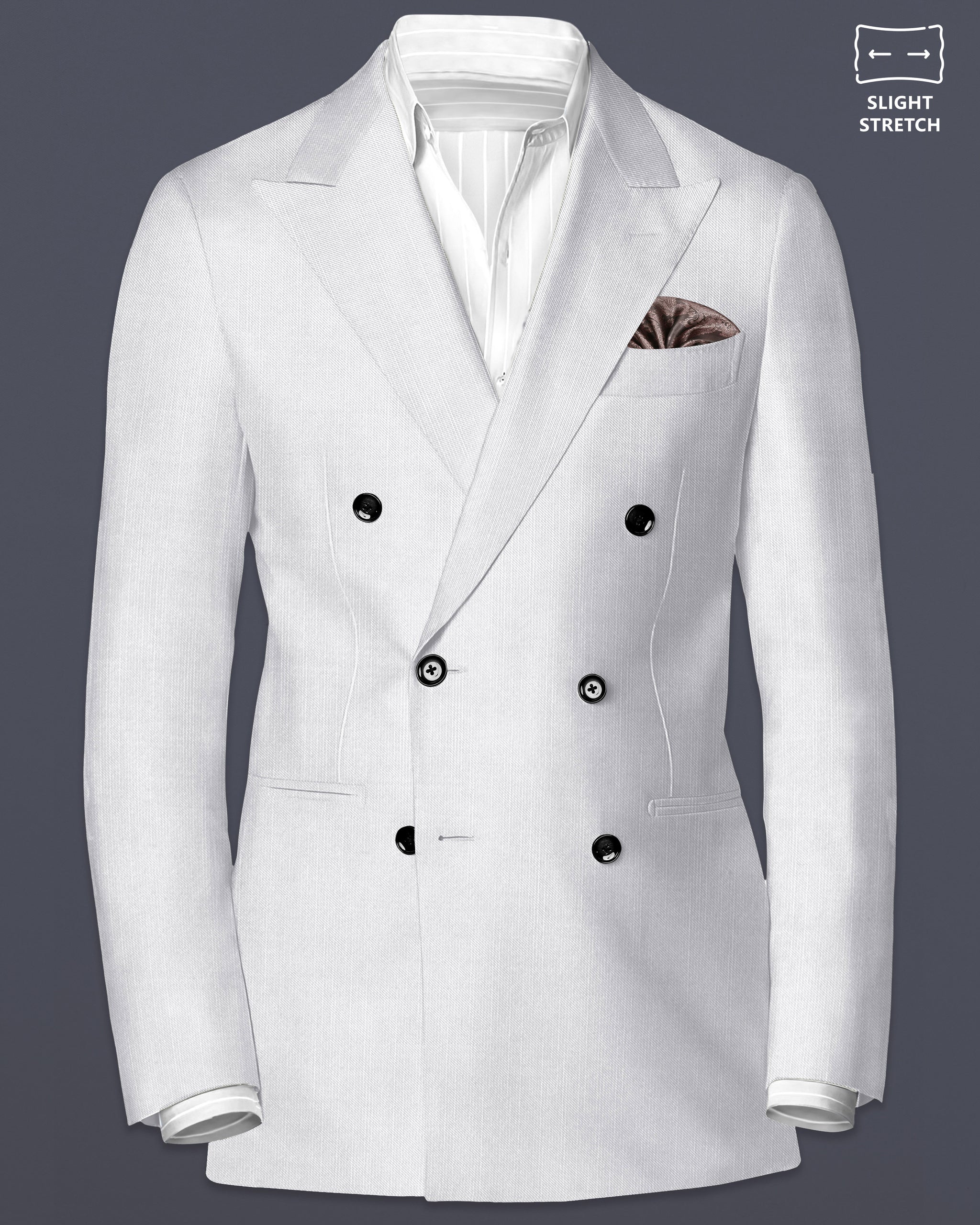 Granite-Alto Gray Solid Premium Wool Rich Double Breasted Blazer For Men.