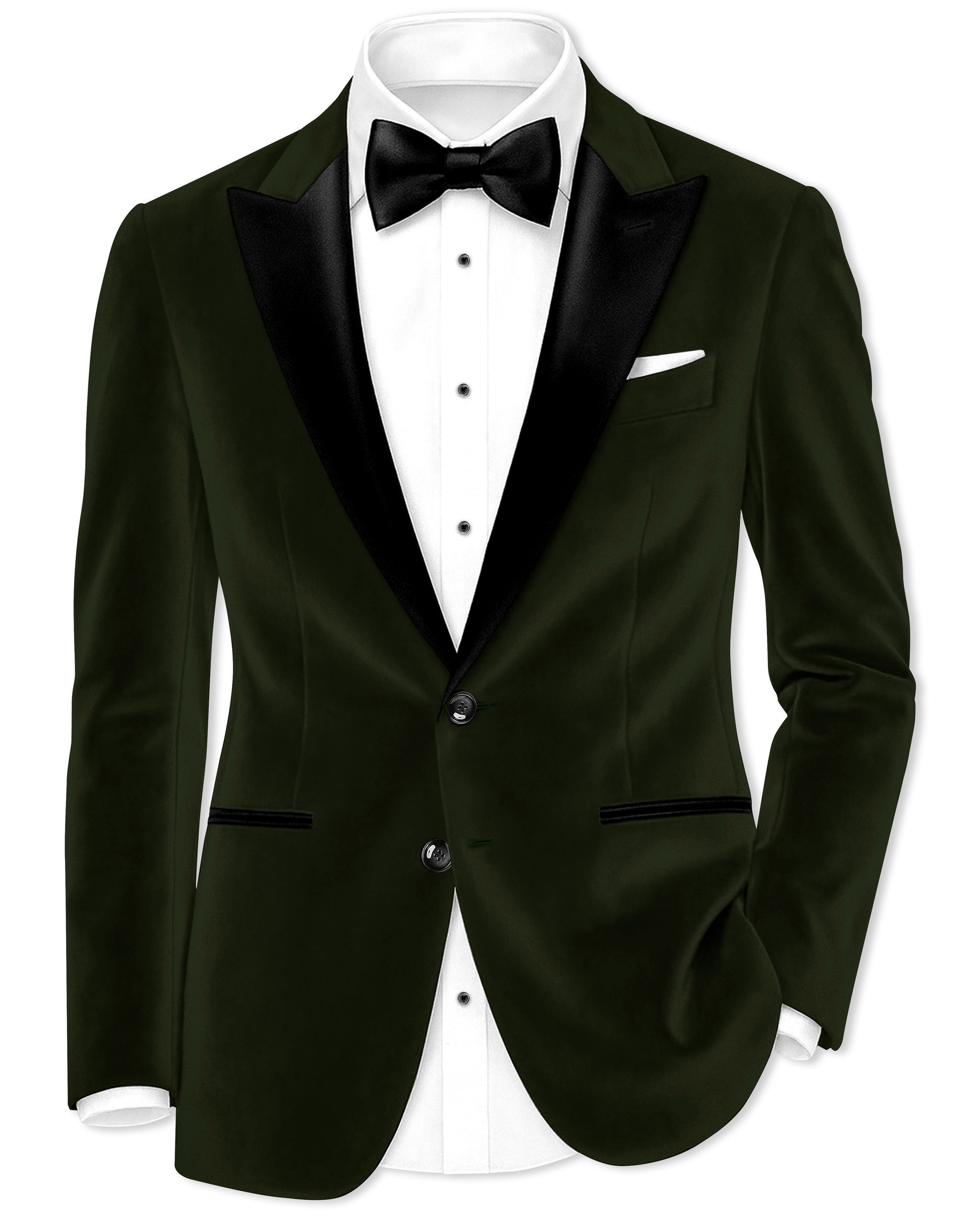 Velcadia-Acadia Green Plain-Solid Premium Velvet Tuxedo-Blazer for Men.