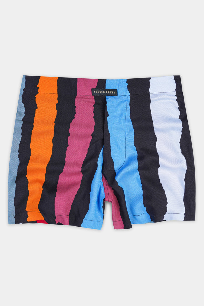 Jade Black With Tropical Gray Multicolour Striped Premium Tencel Boxer