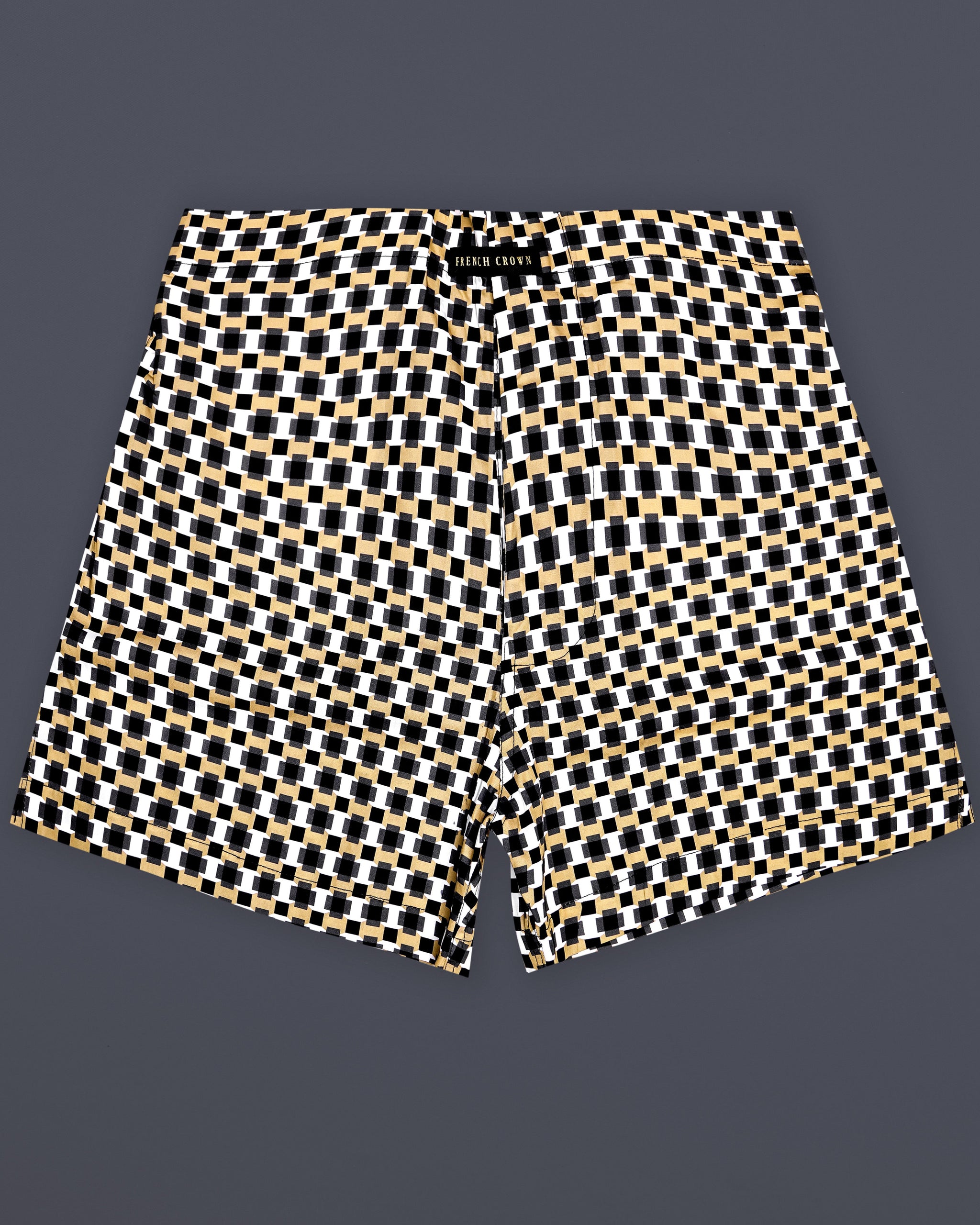 Apache Cream and Black Printed Jacquard Cotton Boxer For Man