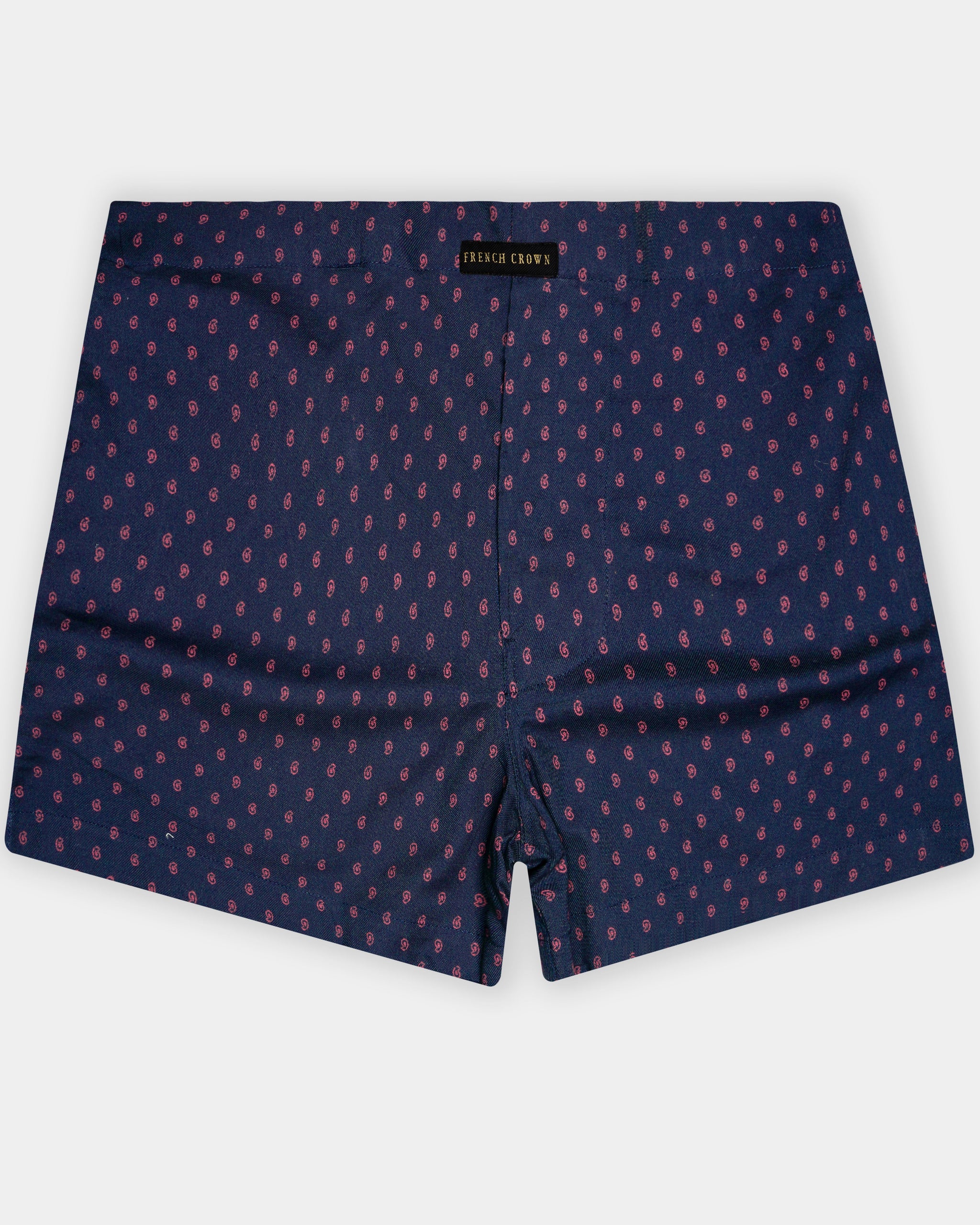Dark Blue and Bush Red Printed Poplin Cotton Boxer For Man