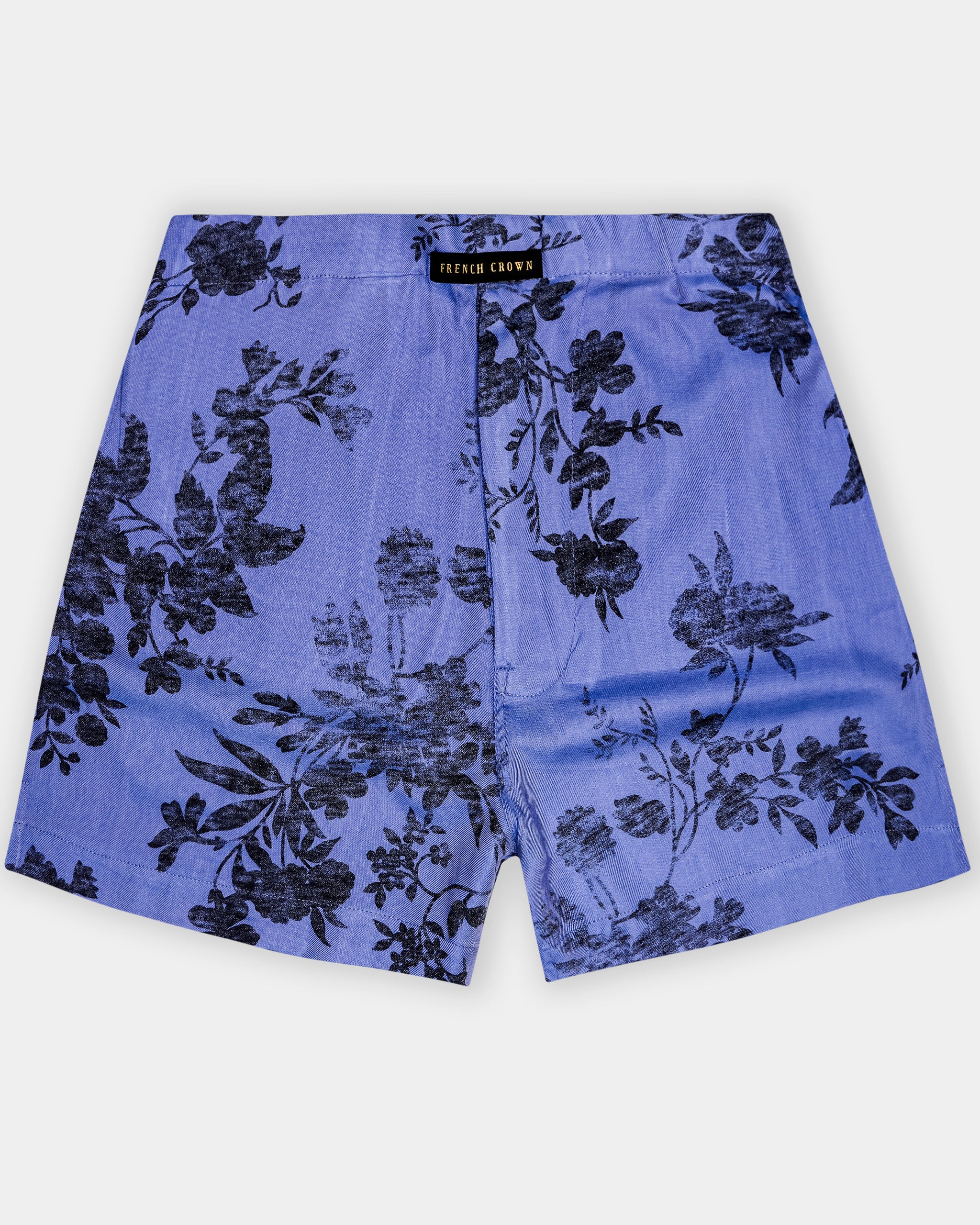 Scampi Blue with Black Flower Printed Twill Cotton Boxer For Man
