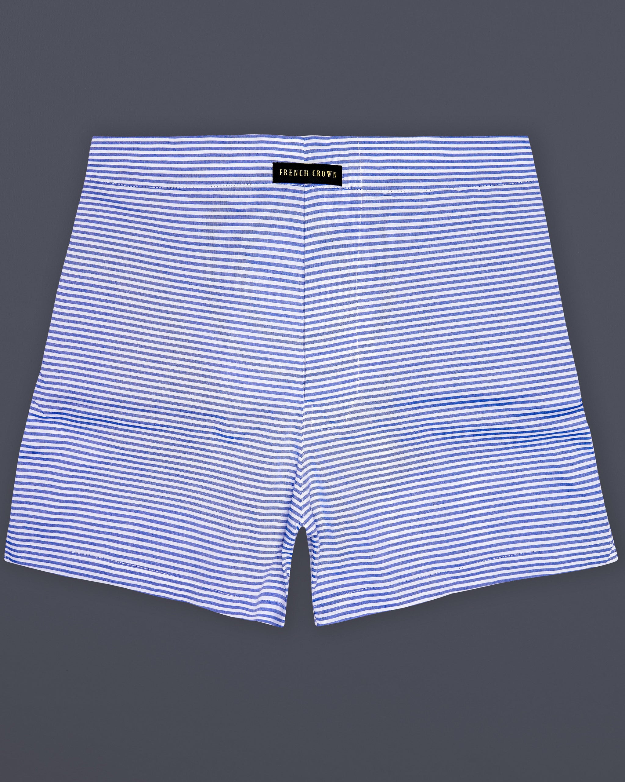 Minsk Blue And Bright White Stripes Cotton Boxer For Man