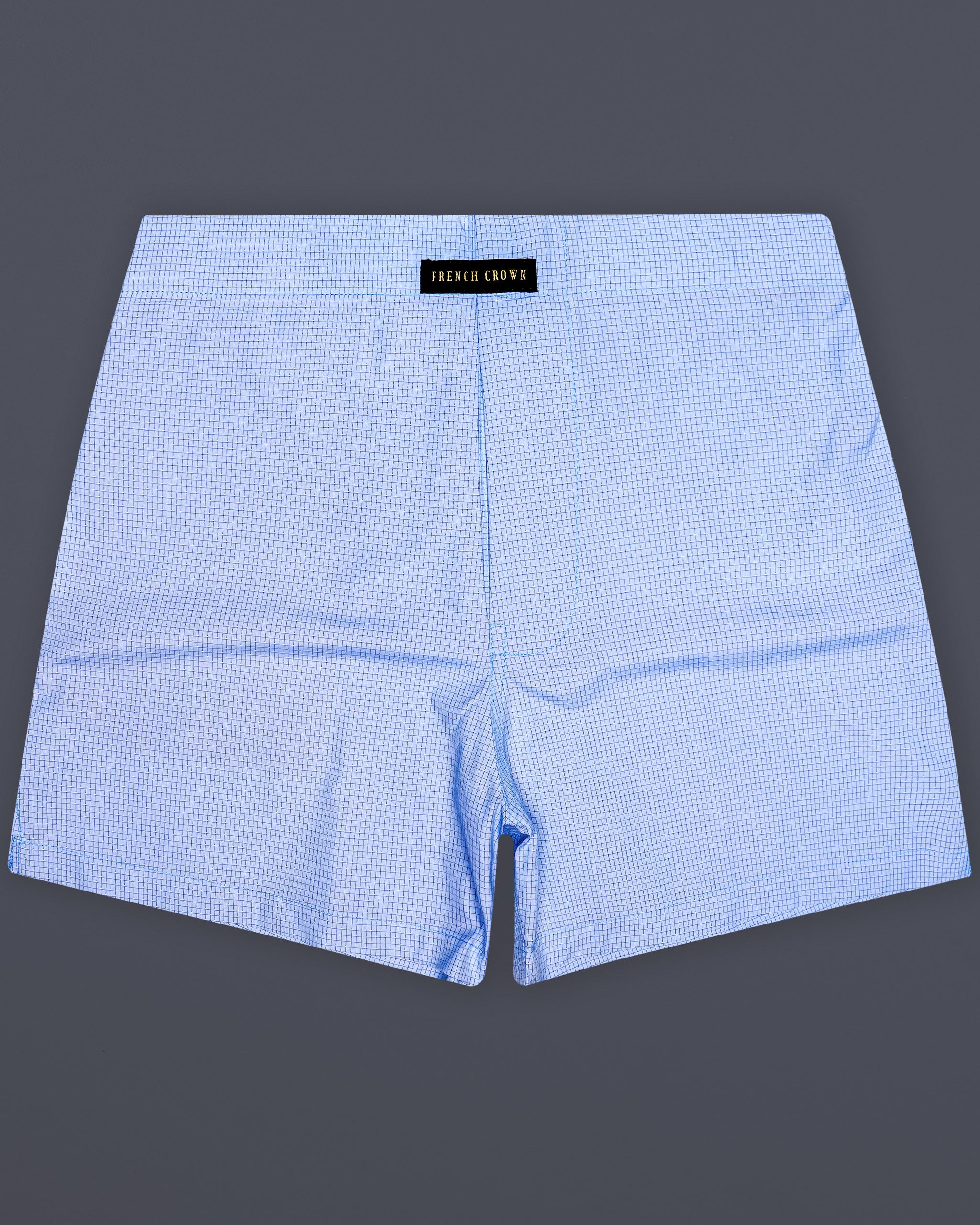 Ocean-Tropical Blue Checks Plaid Cotton Boxer For Man