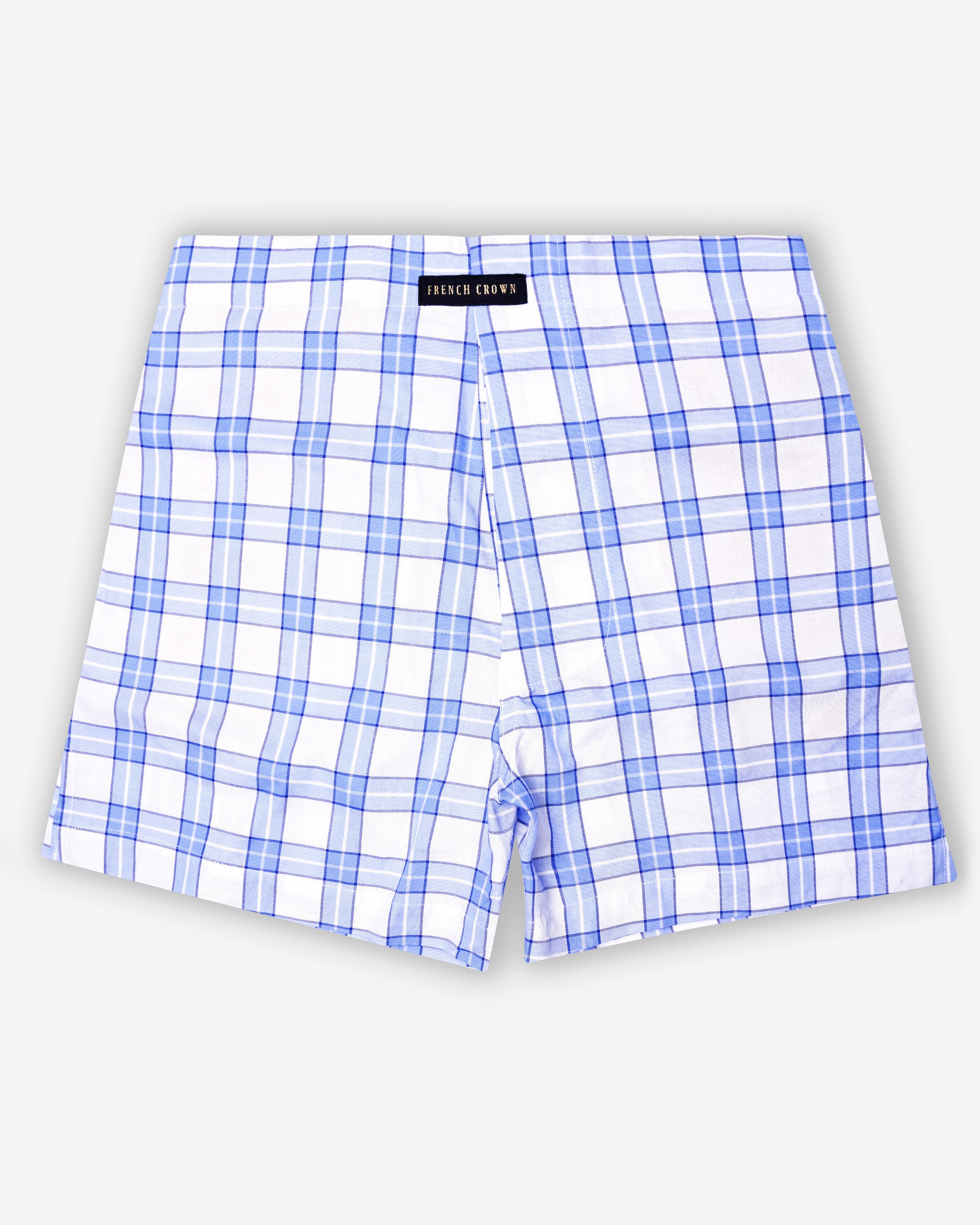 Portage Blue And Bright White Textured Premium Linen Boxers For Man