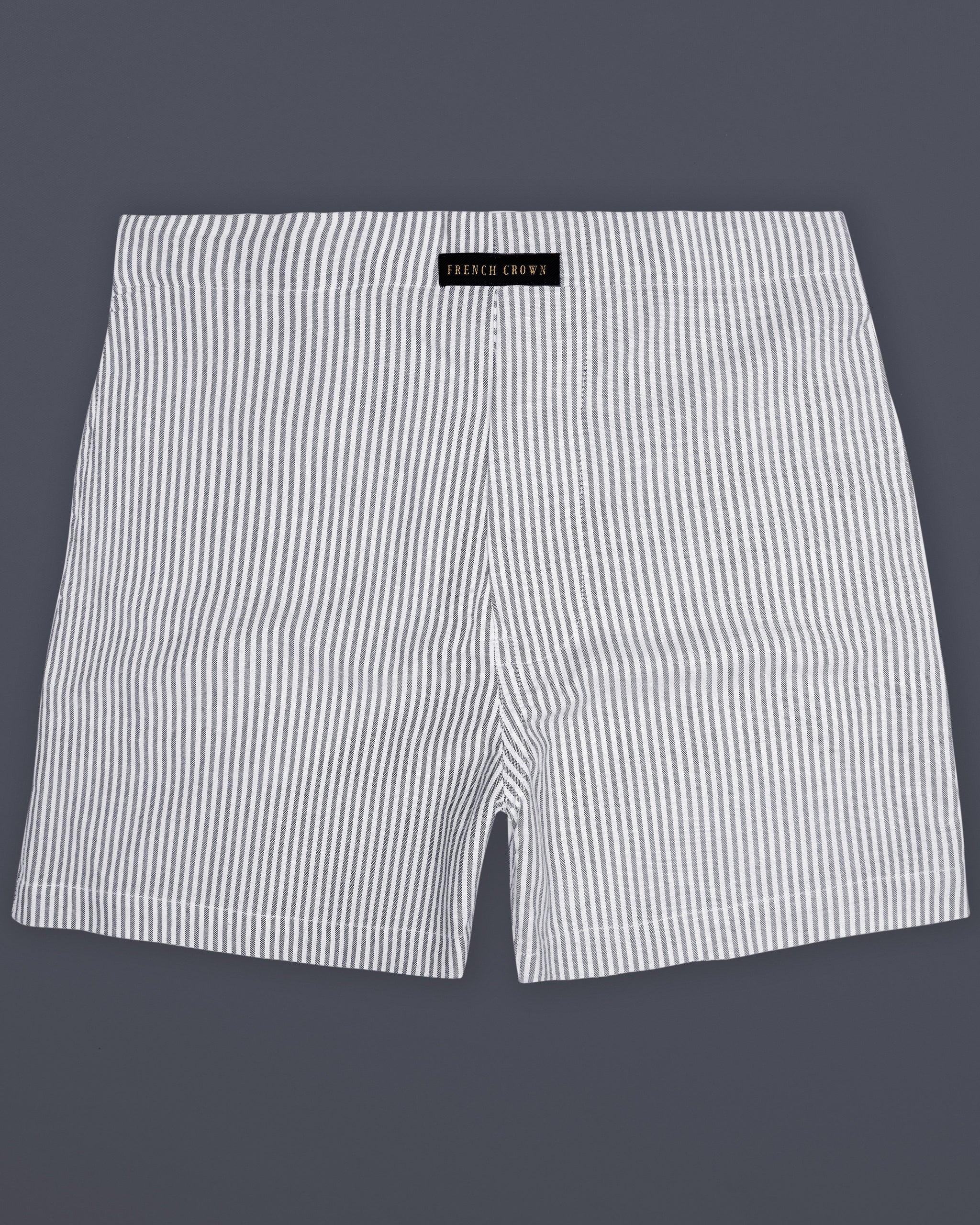 Boulder Gray And Bright White Stripes Cotton Boxer For Man