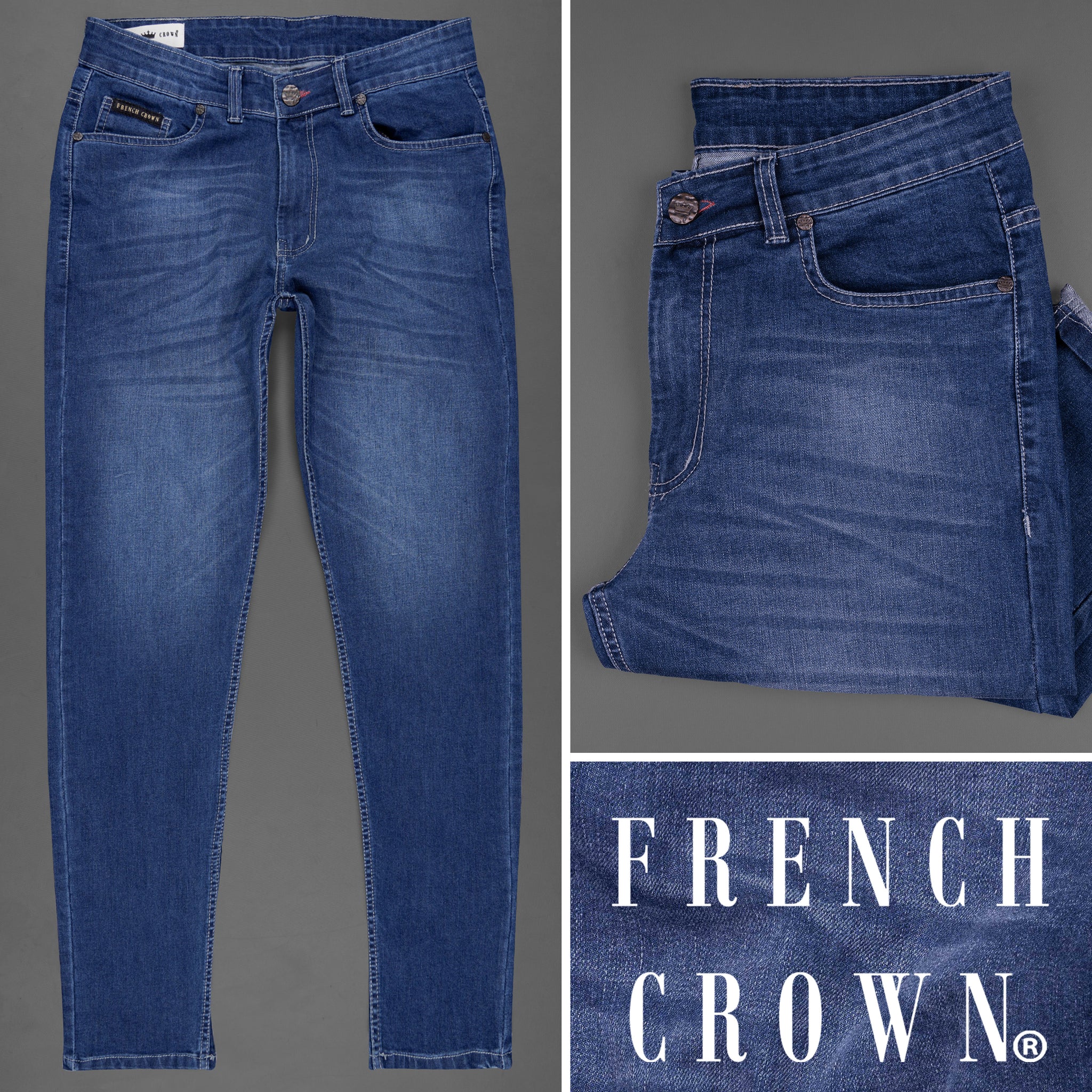 Scampi Blue Slim Fit Mid-Rise Clean Look Stretchable Denim Jeans