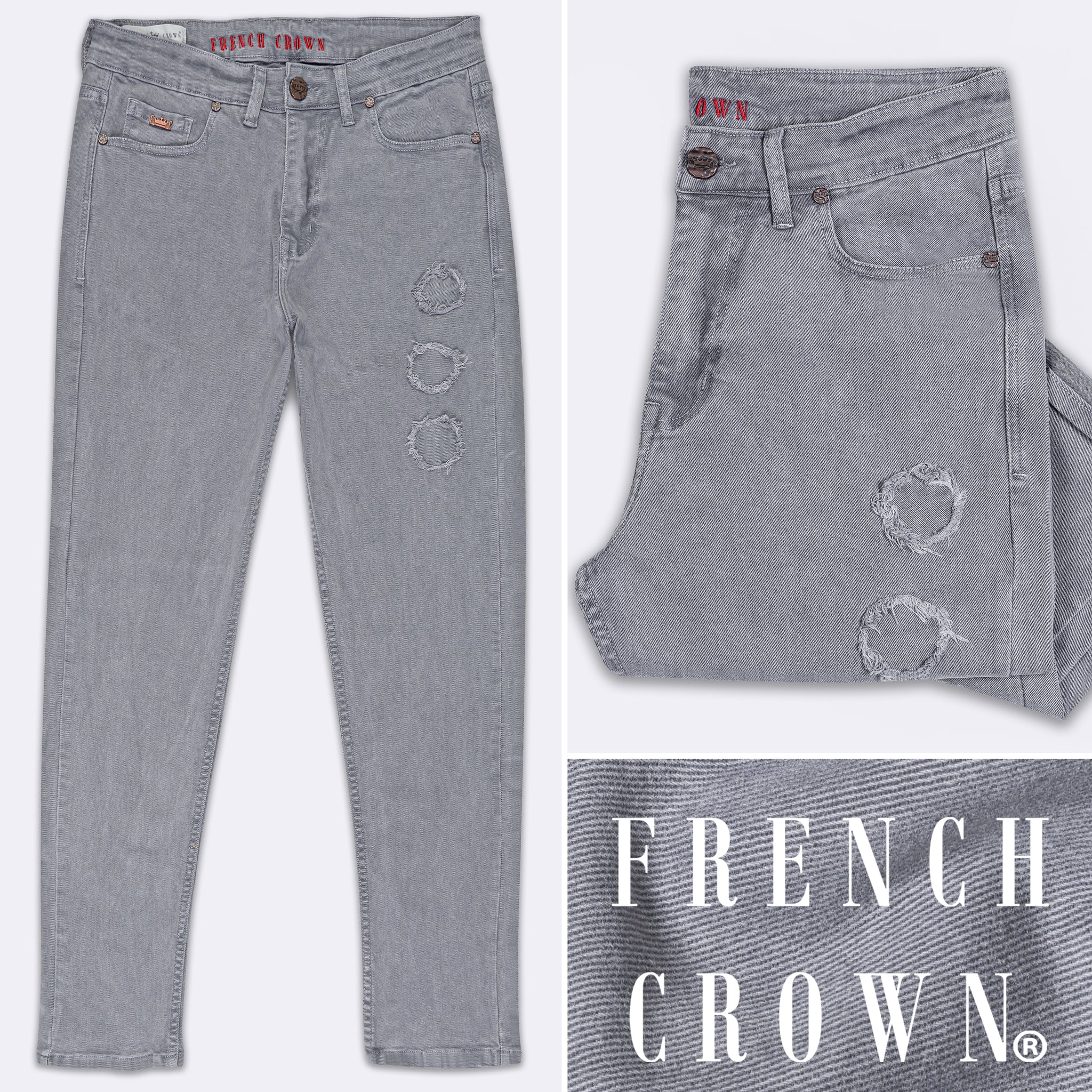 Boulder Gray Slim Fit Mid-Rise Clean Look Denim Jeans