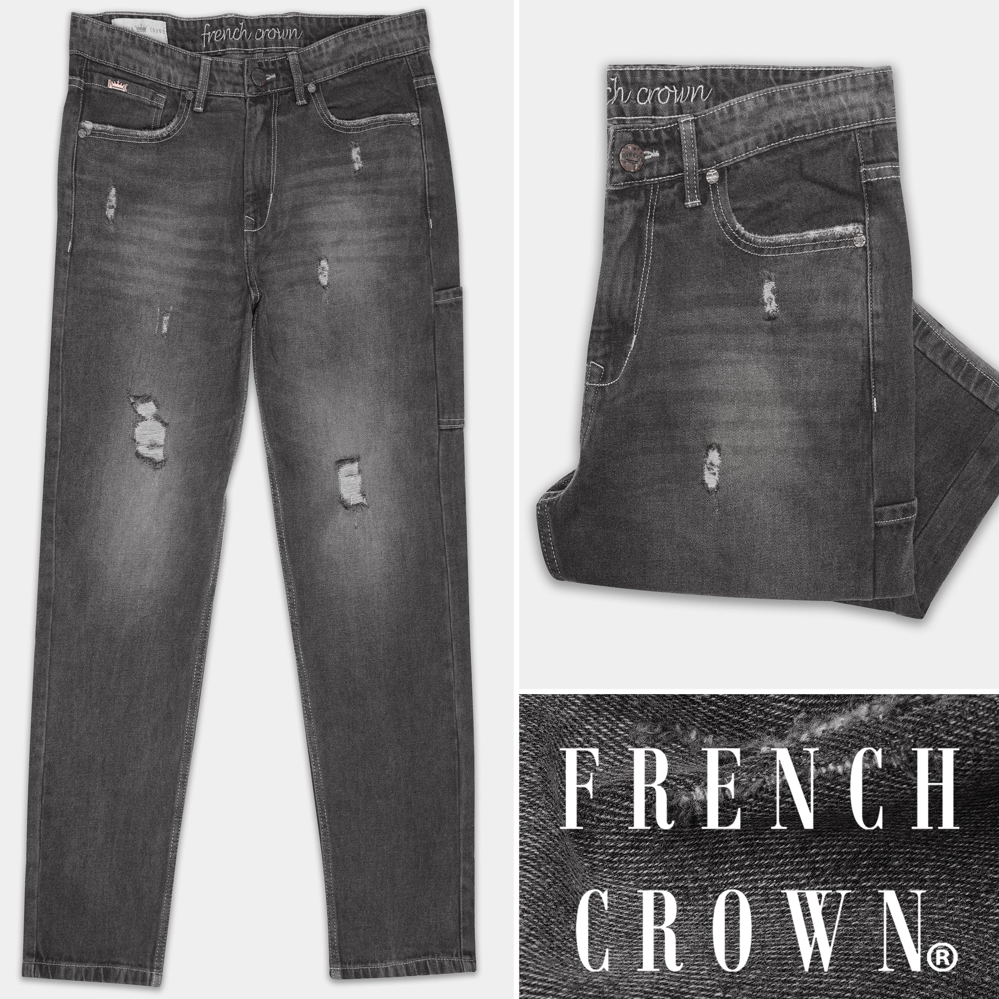 Iridium Gray Slim Fit Mid-Rise Clean Look Denim Jeans