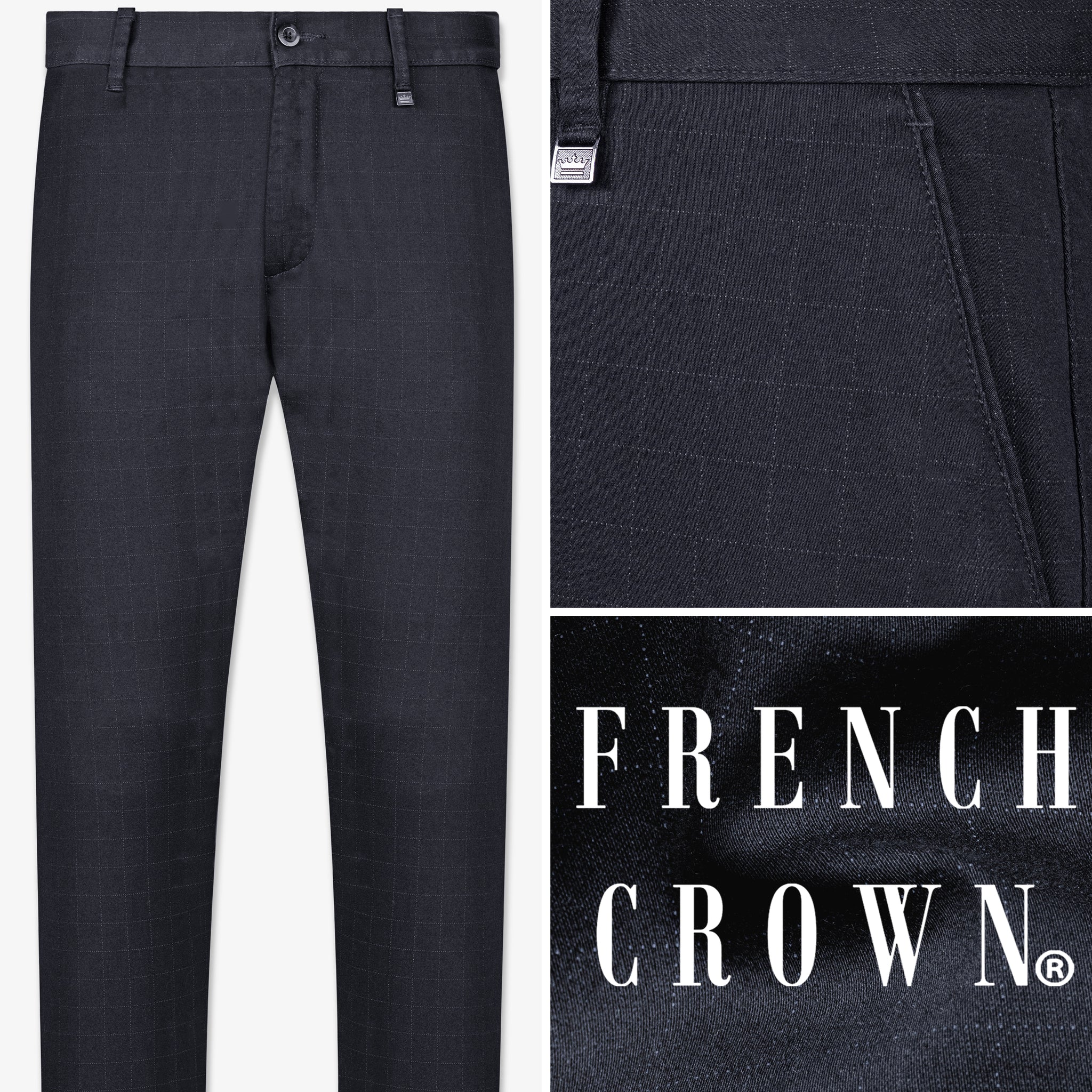 Thunder Blue Checks-Plaid Premium Cotton Pant For Men.