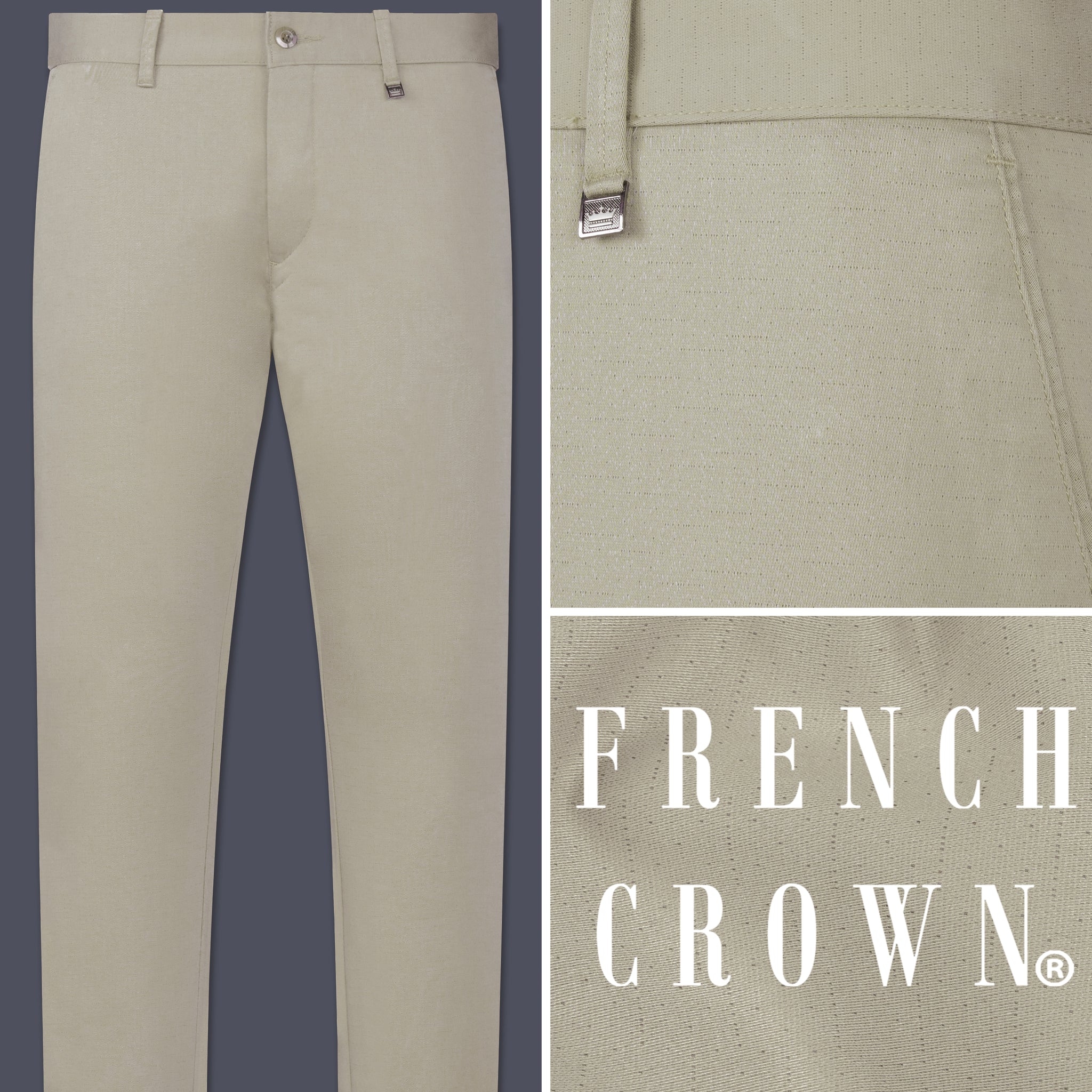 Desert Beige Textured Premium Cotton Pant For Men.