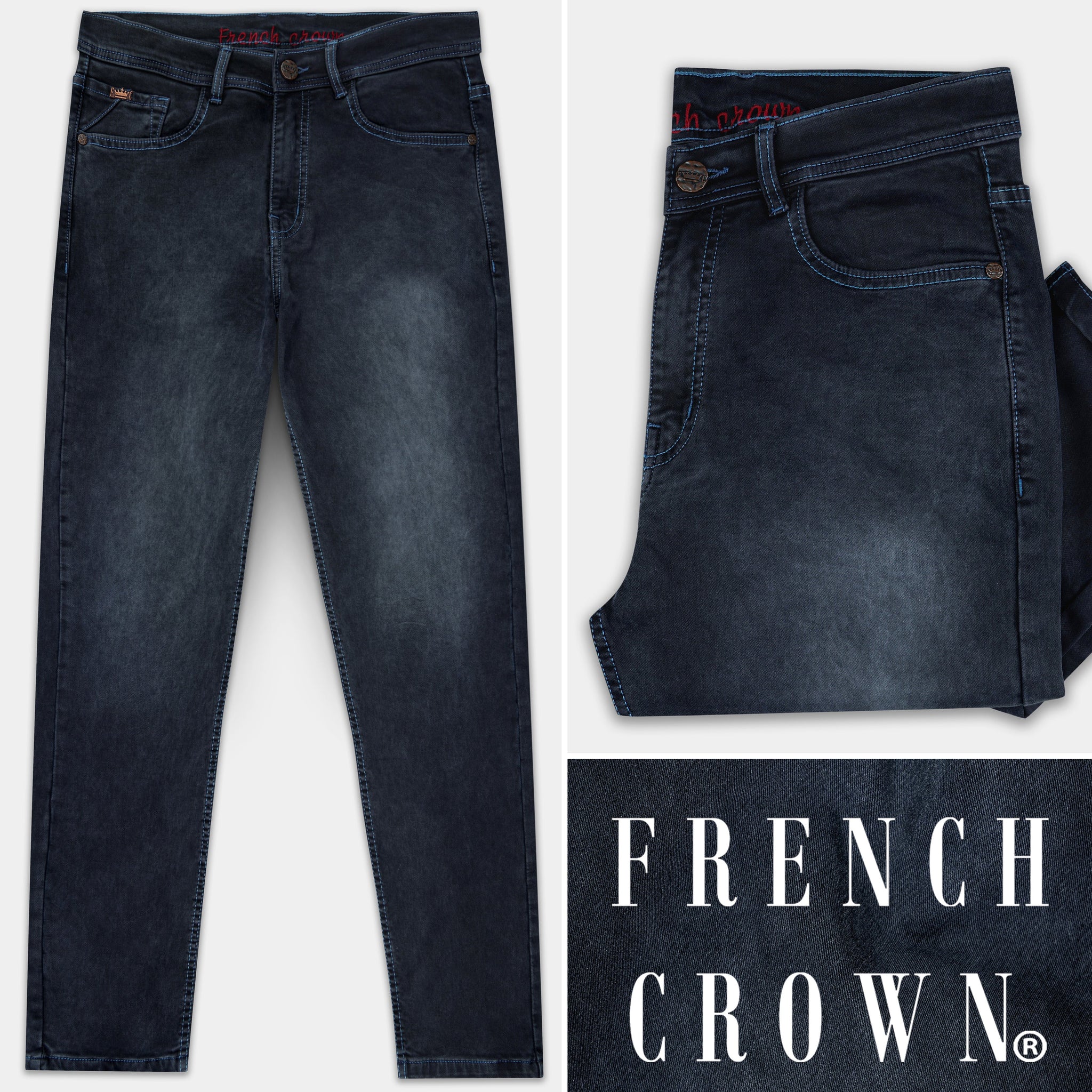 Triadic Dark Gray Regular Fit Mid-Rise Clean Look Denim Jeans