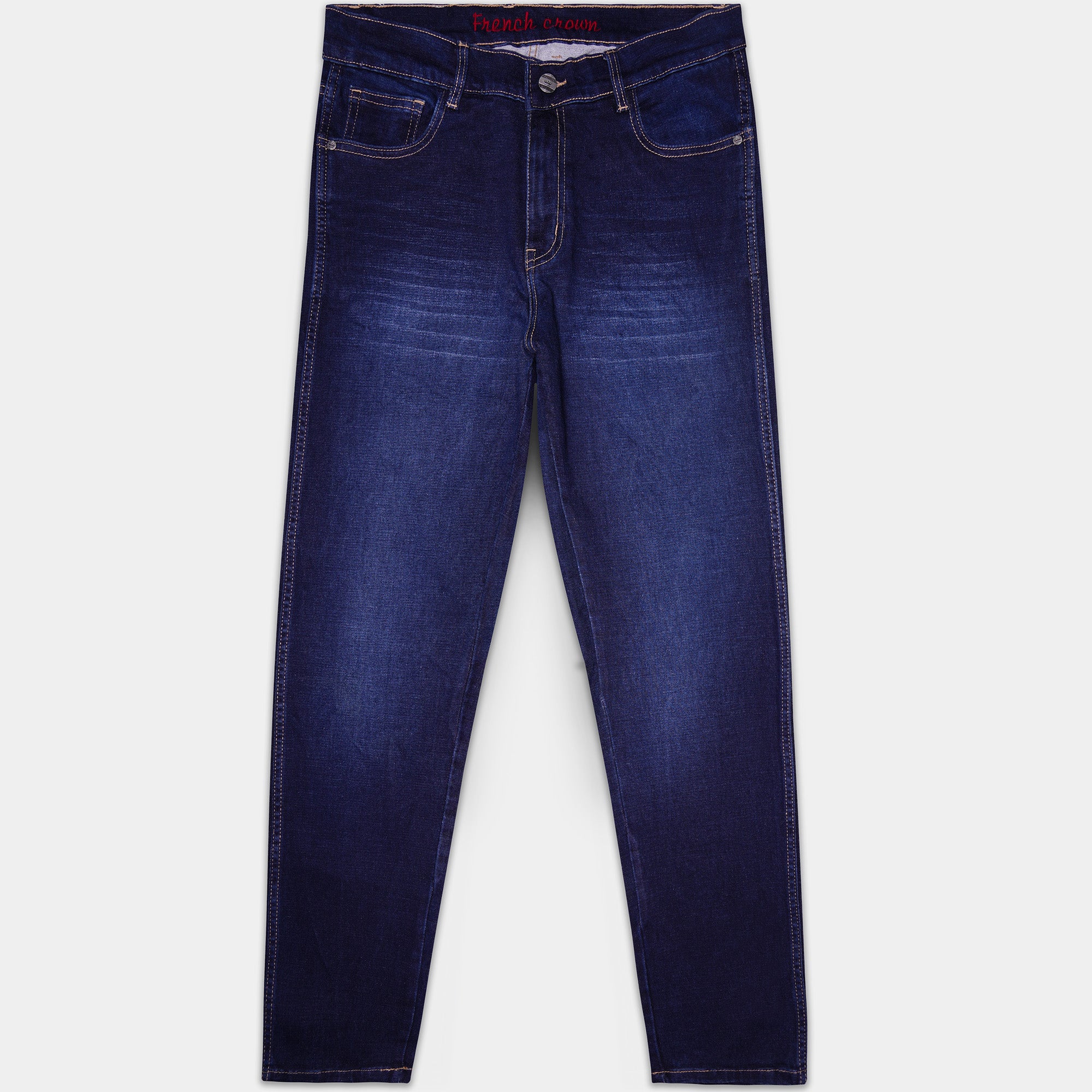 Bleached Cedar Blue Regular Fit Mid-Rise Clean Look Denim Jeans