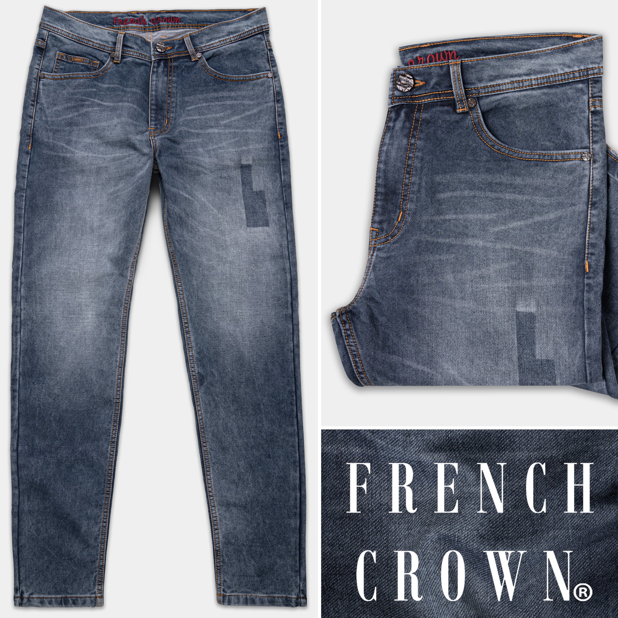 Scarpa Gray Slim Fit Mid-Rise Clean Look Denim Jeans