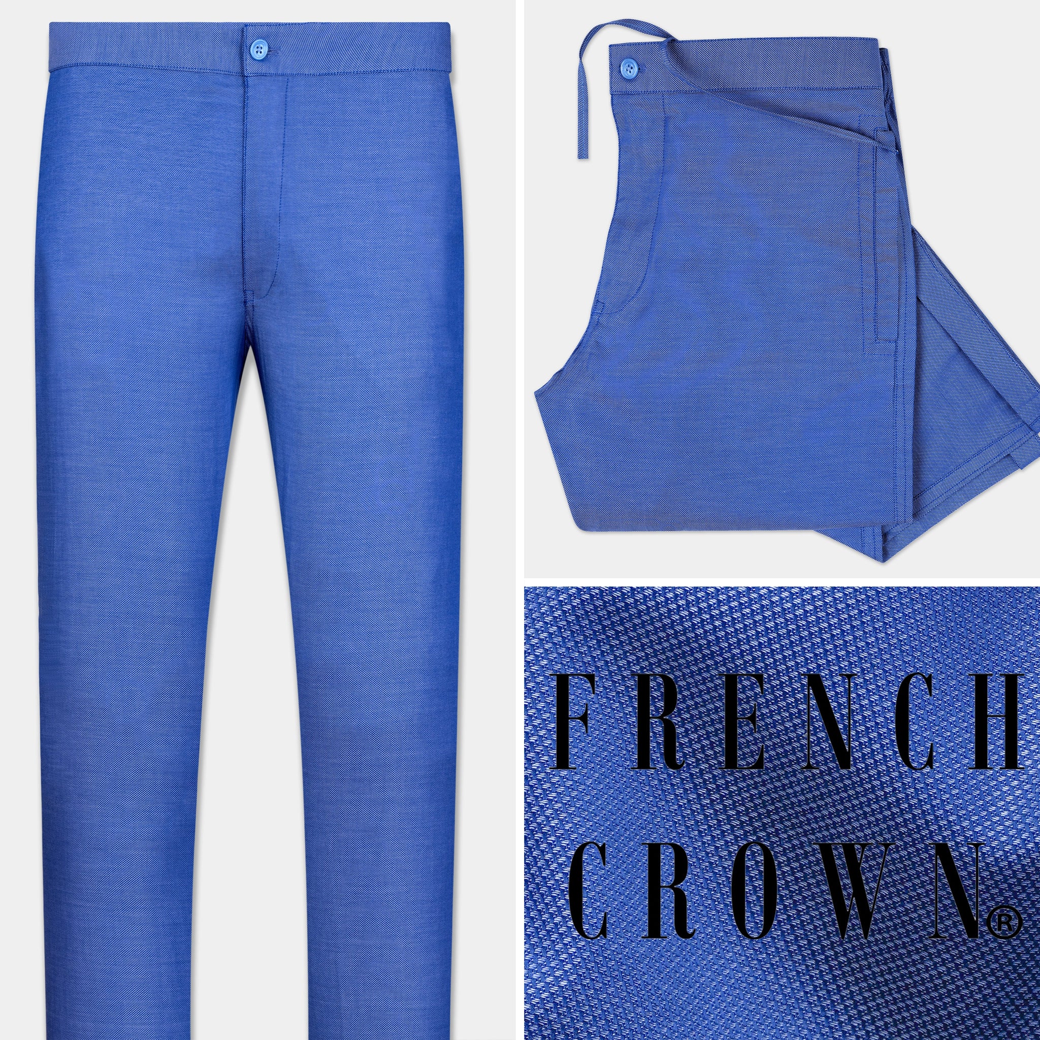 Cerulean Blue Textured Premium Cotton Lounge Pants For Men