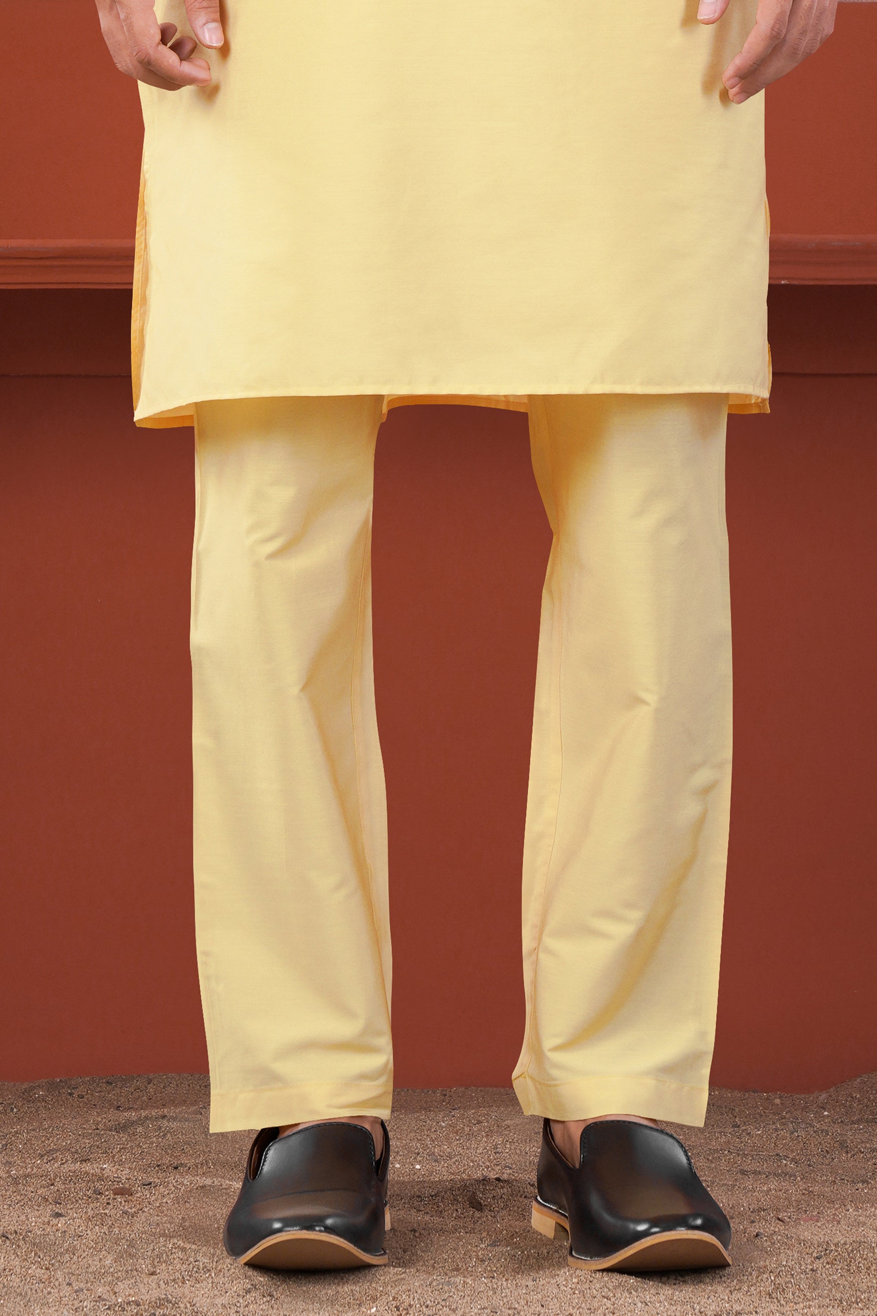 Hampton Yellow Textured Premium Poly-Viscose-Rayon Designer Pajama For Men