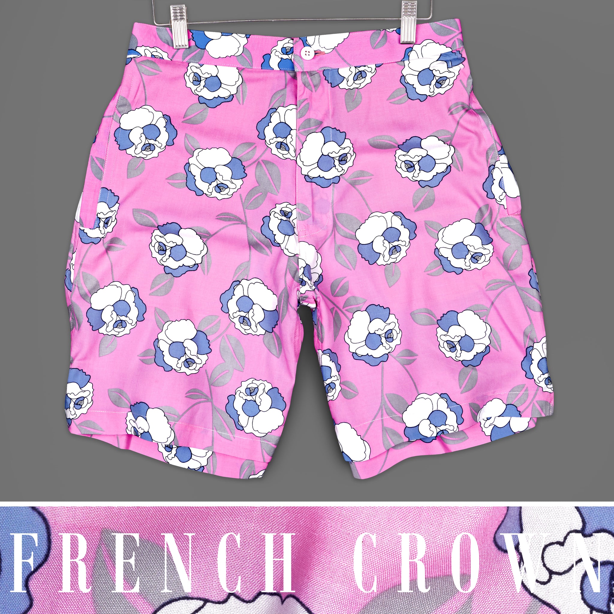 Persian Pink Floral Prints Premium Cotton Shorts For Men