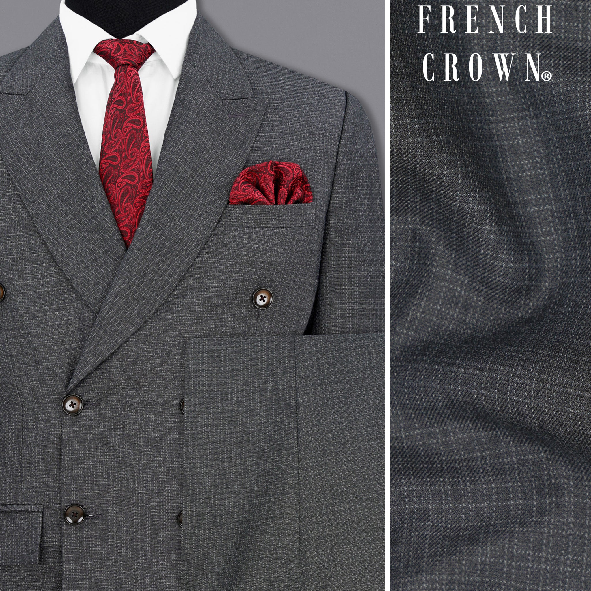 Baltic Sea Textured Premium Terry-Rayon Double Breasted Suits for Men.