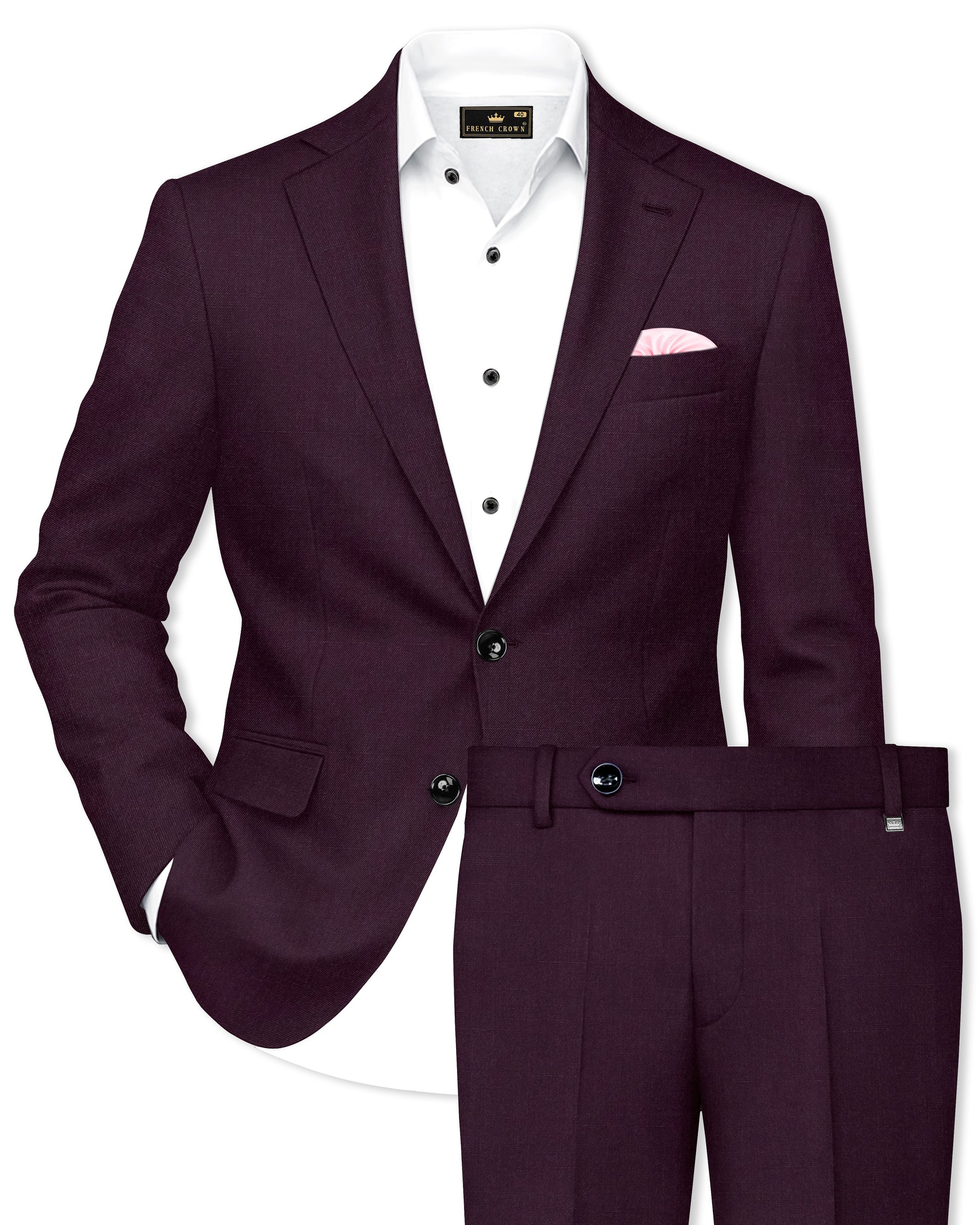 Baltic Sea Plain-Solid Premium Terry-Rayon Single Breasted Suits for Men.
