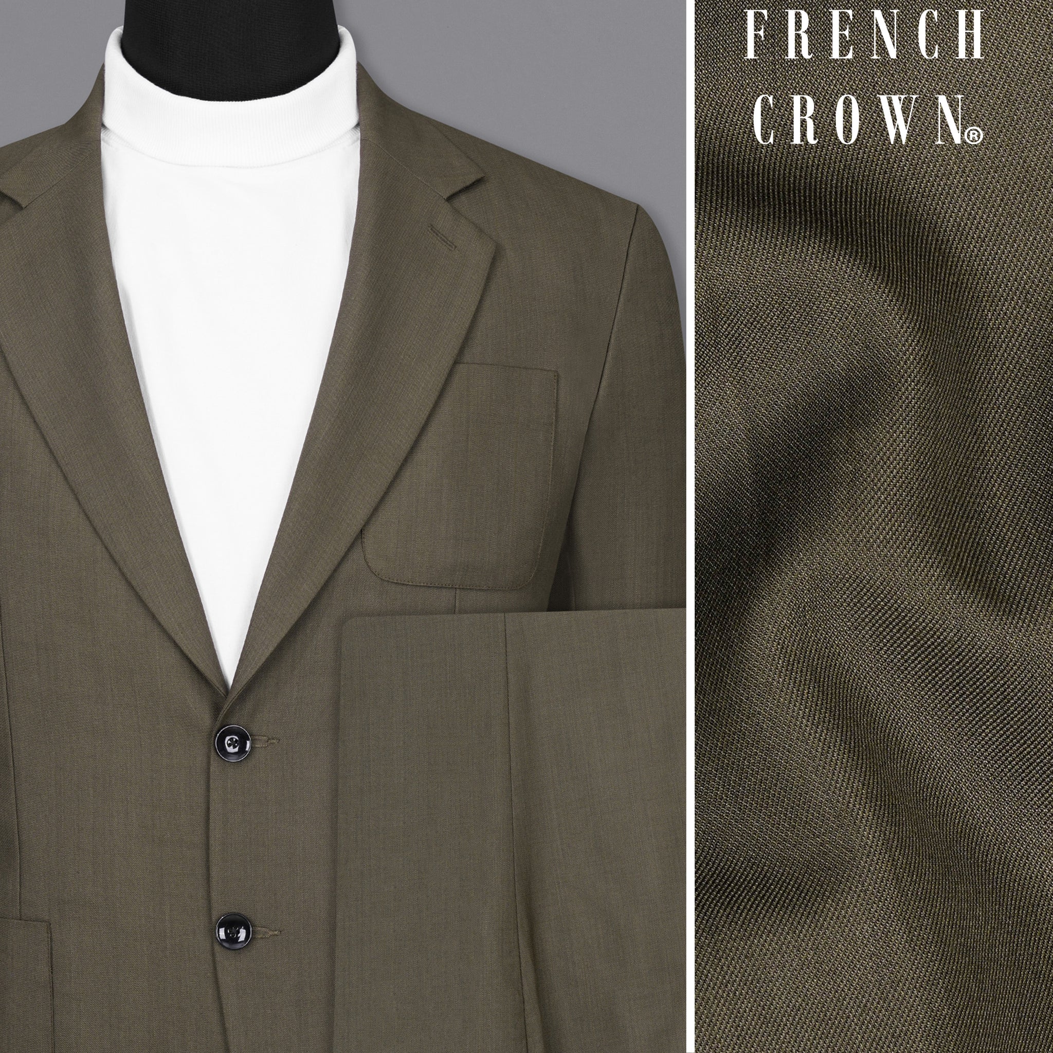 Mondo Brown Textured Premium Terry Rayon Single-Breasted-Suits for Men.