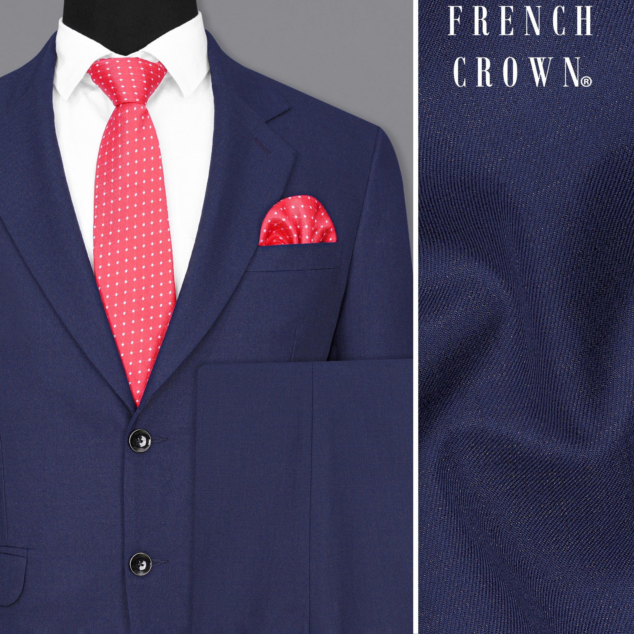 Rhino Blue Textured Premium Terry Rayon Single-Breasted-Suits for Men.